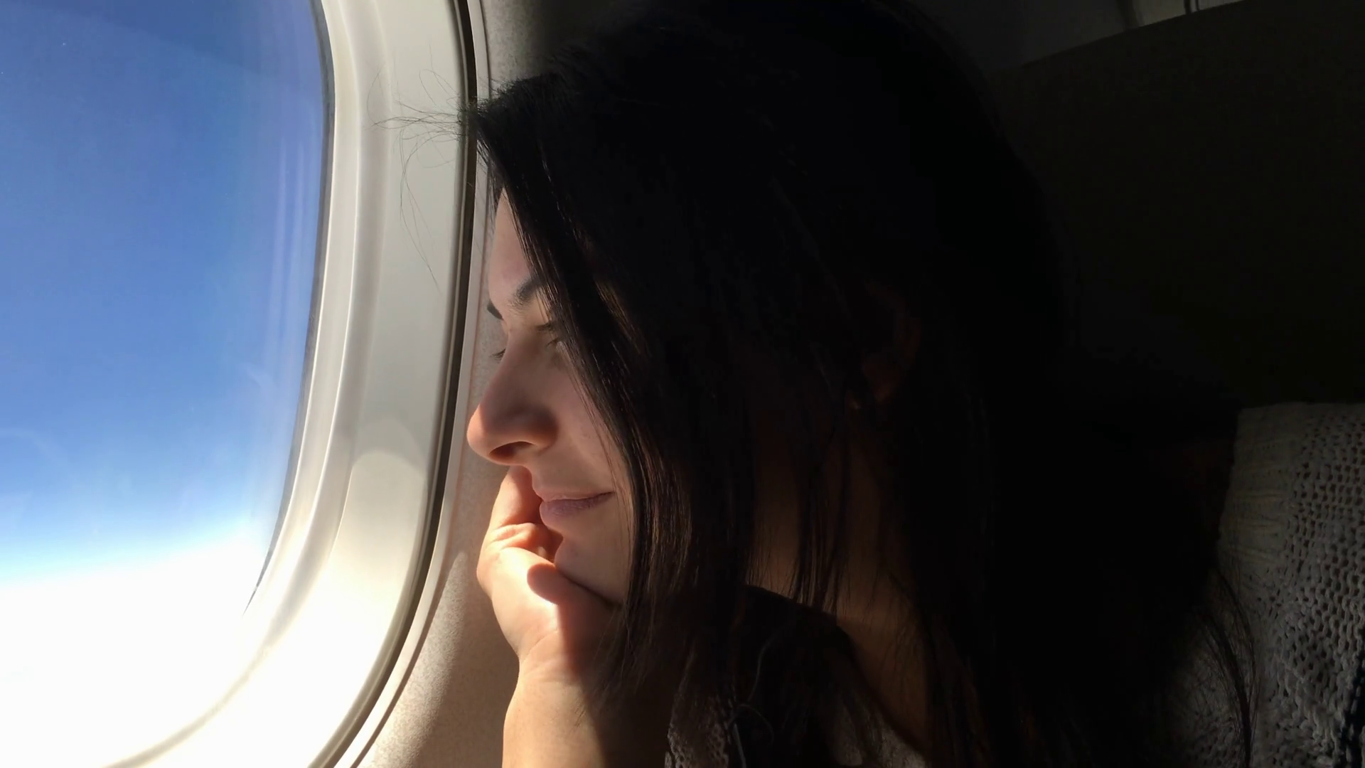 Passenger Woman Looking Out Plane Window Stock Footage SBV-348478437 ...