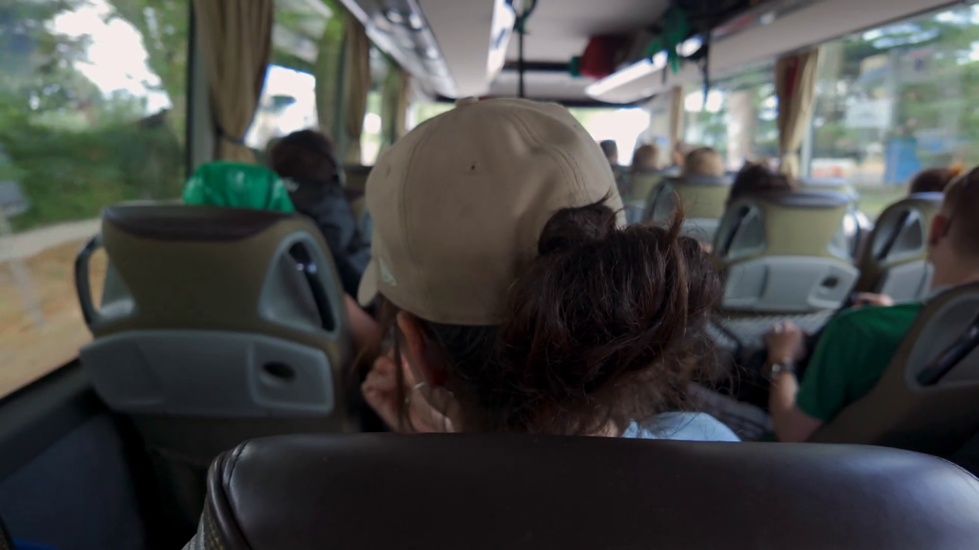 Passengers Sit Inside Moving Tour Bus Woman Stock Footage SBV-352601485 ...