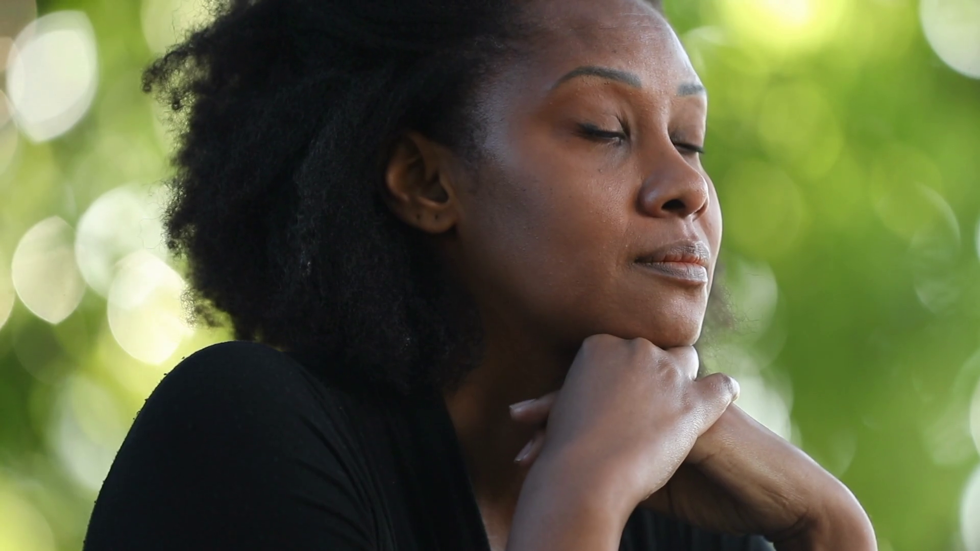 Pensive African Woman Taking Deep Breath Stock Footage SBV-348495817 ...