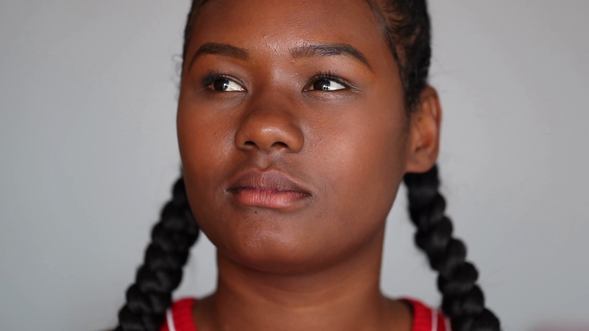 Pensive Black African Girl Thinking Having Stock Footage SBV-348504335 ...