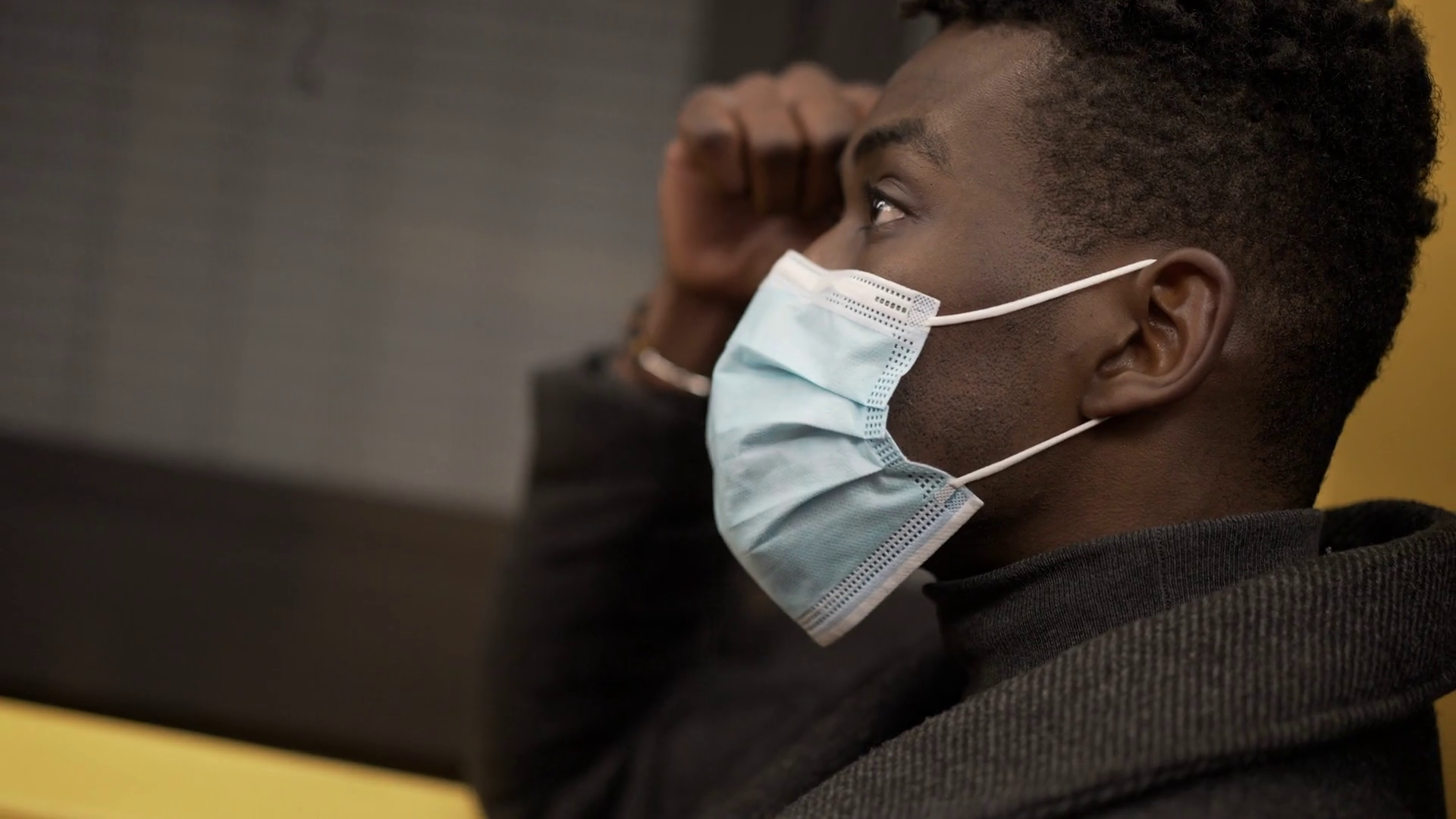 Pensive Black Man Wearing Covid 19 Face Mask Stock Footage SBV ...