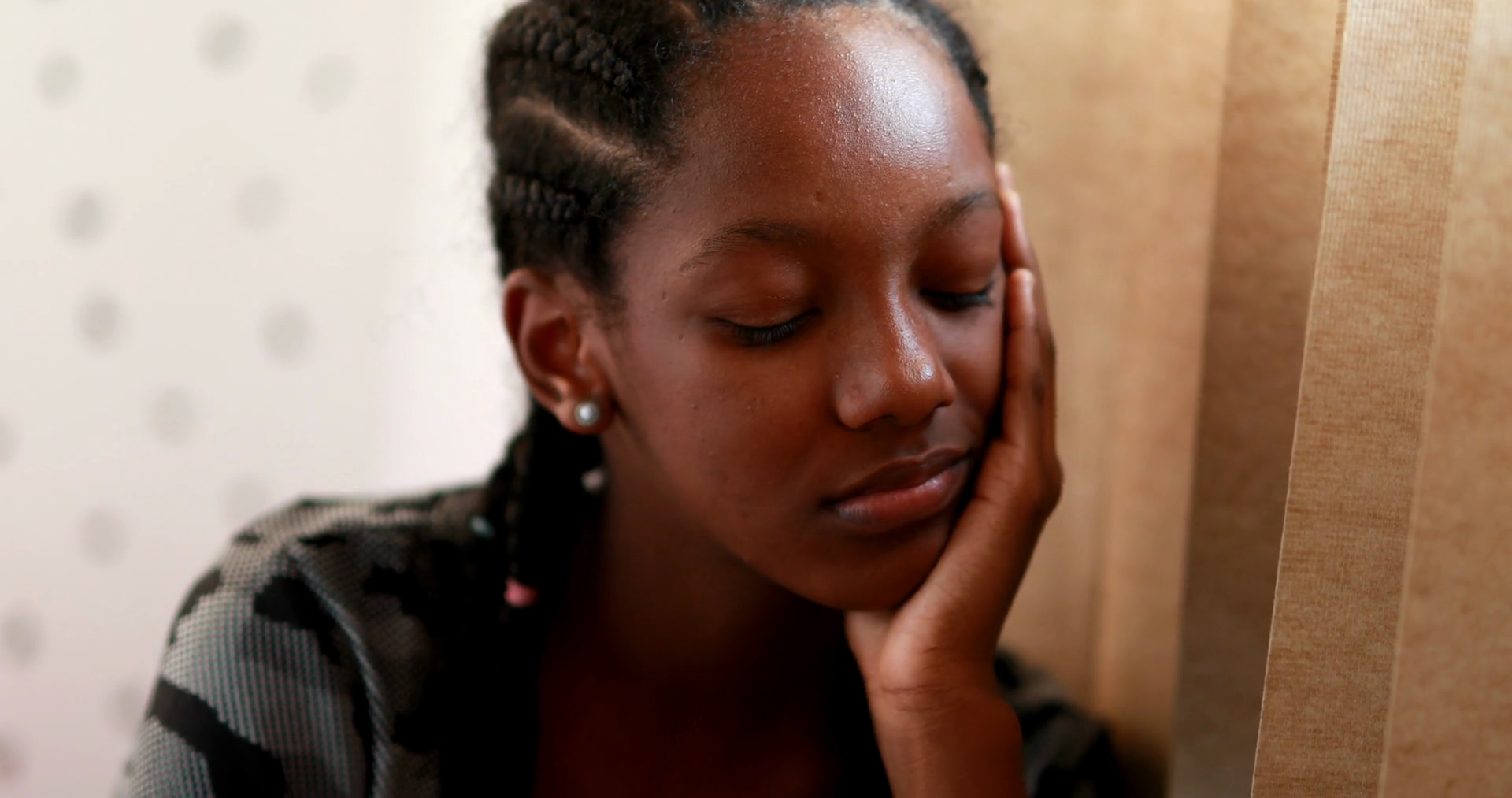 Pensive Black Teen Girl Child Thinking Stock Footage SBV-348852556 ...