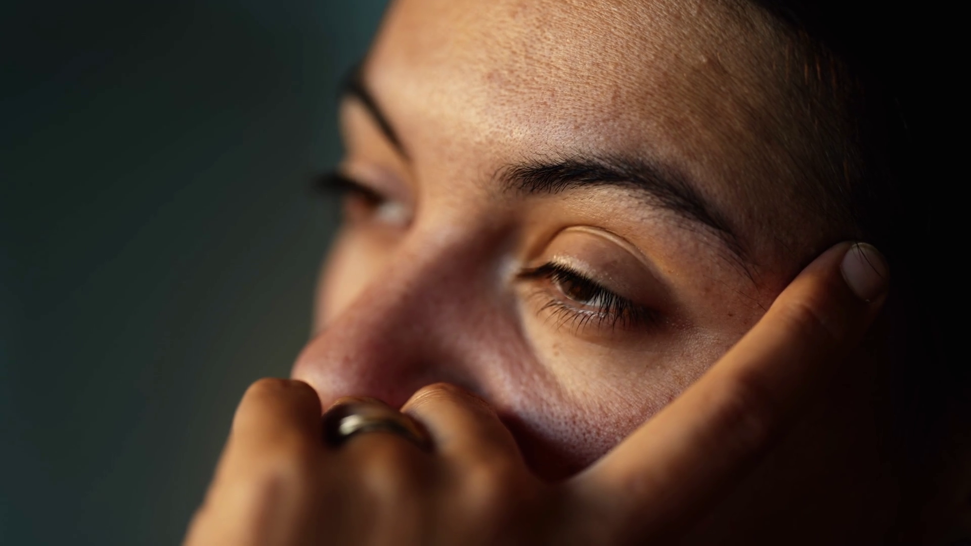 Pensive Woman Closeup Eyes Preoccupied Stock Footage SBV-348878131 ...