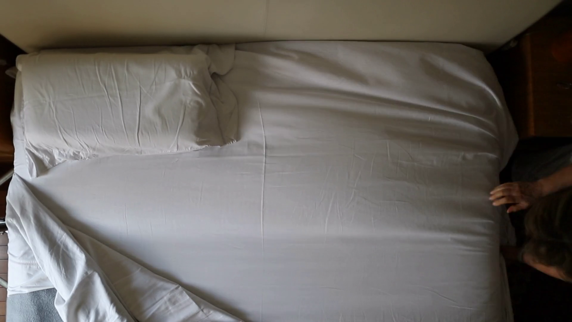 Person Making Bed Top View Domestic Stock Footage SBV-348782127 ...