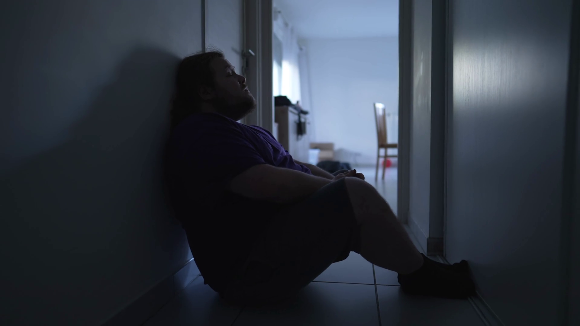 Isolated Struggles: Man Sitting Alone In Stock Footage SBV-348439470 ...