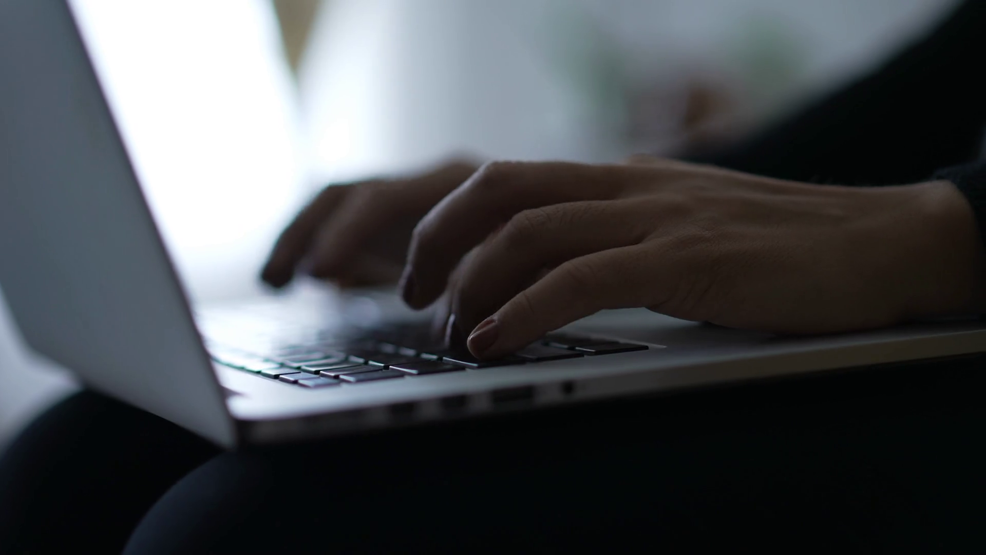Person Typing On Laptop Closeup Female Hands Stock Footage SBV ...