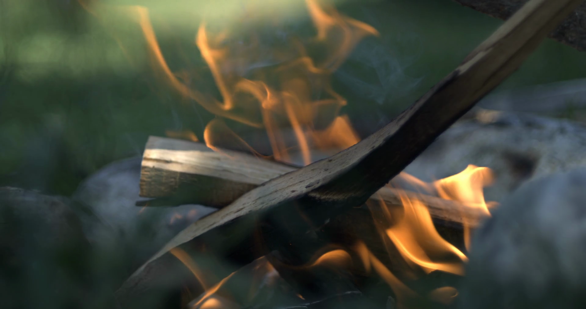 Piece Of Wood Falling Into Camp Fire Feeding Stock Footage SBV ...