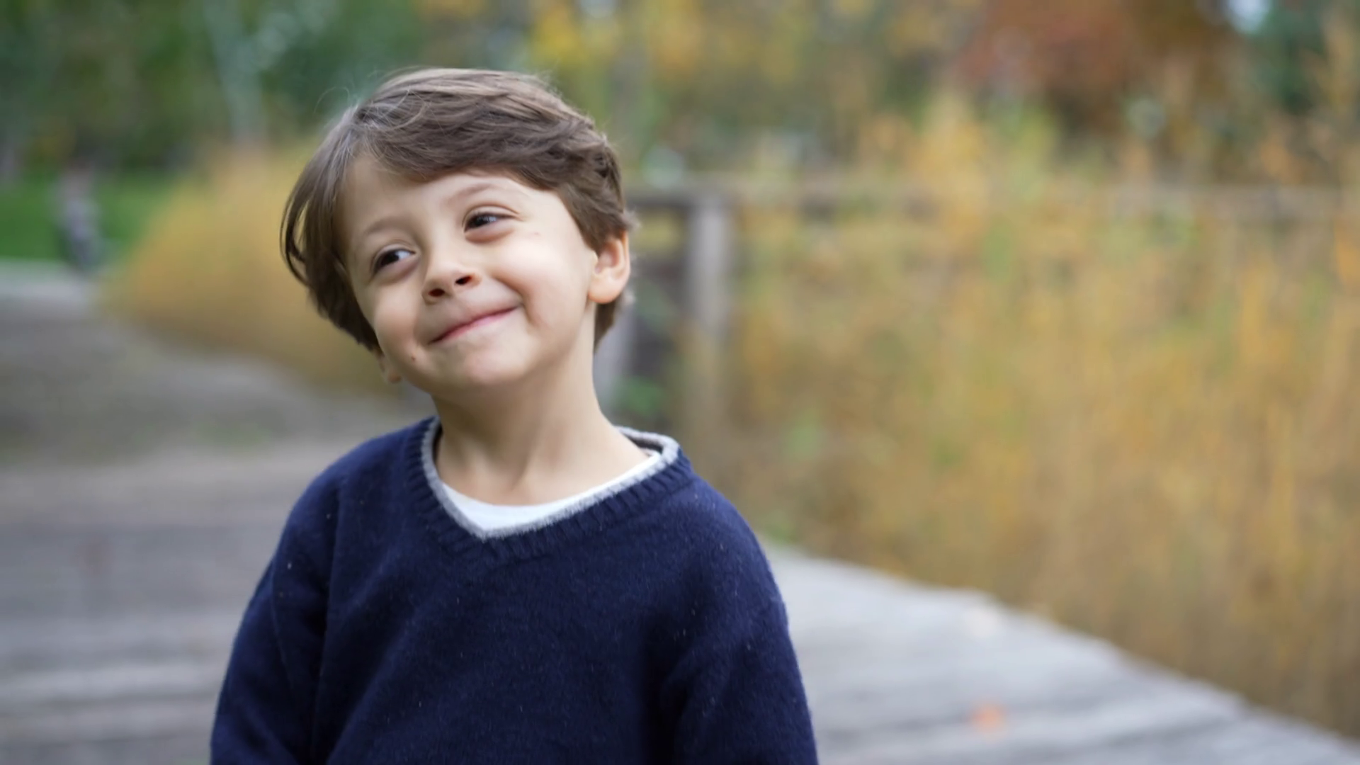 Portrait Of Happy Child Walking Outside At Stock Footage SBV-348865764 ...