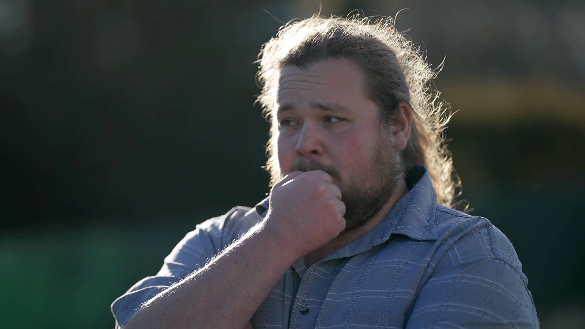 Anxious Profile: Stressed Overweight Man Stock Footage SBV-348442155 ...