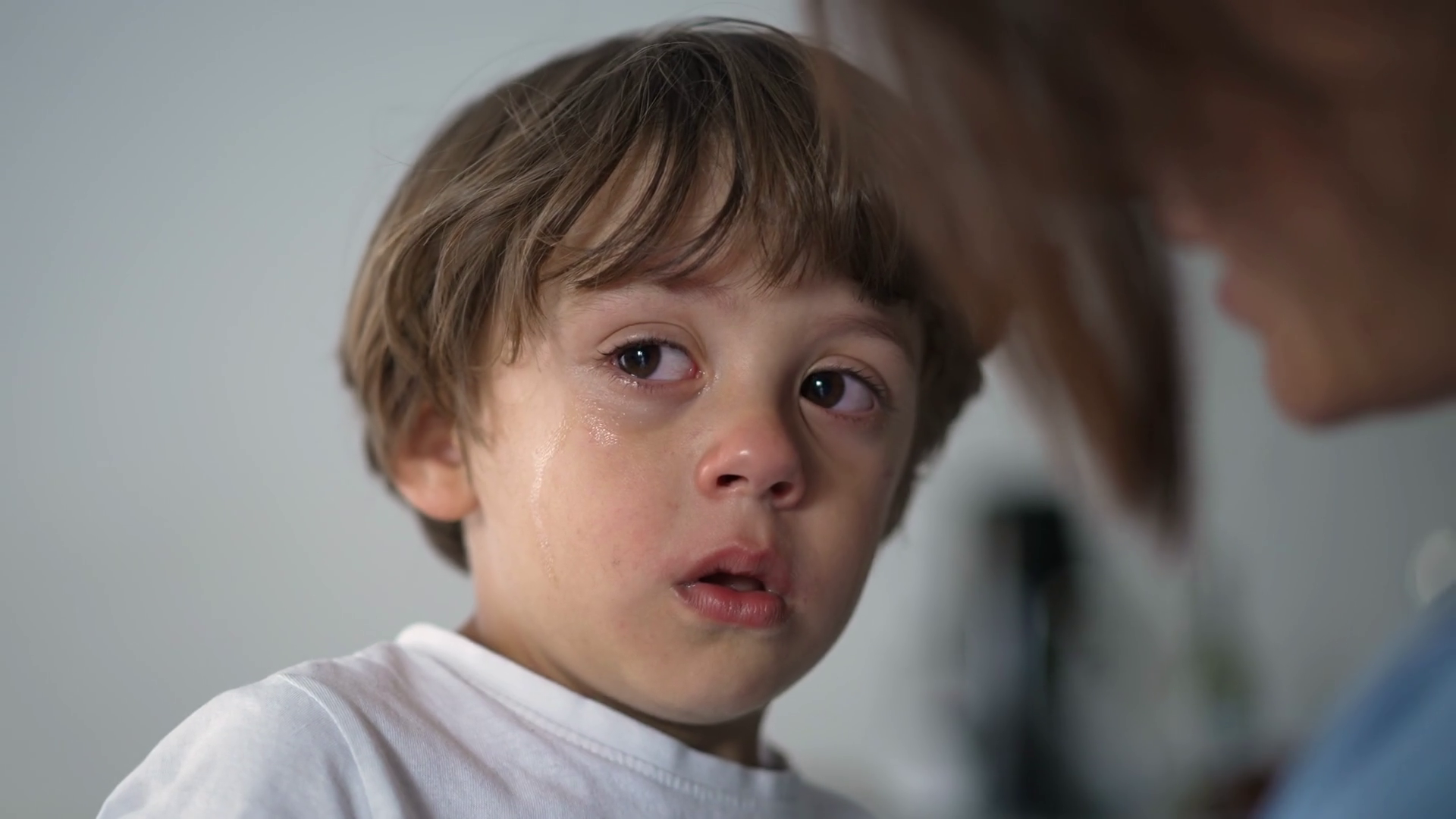 Portrait Of Tearful Child Crying Closeup Stock Footage SBV-348862282 ...