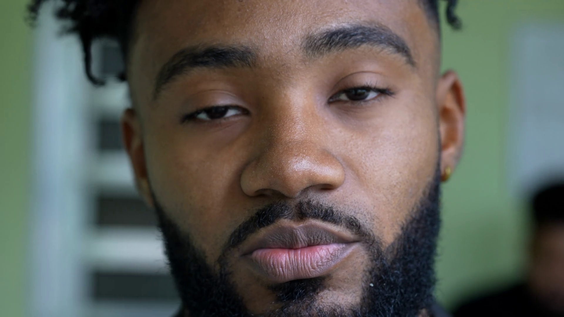 Portrait Of Young Black Man Face Close Up Stock Footage SBV-348704039 ...