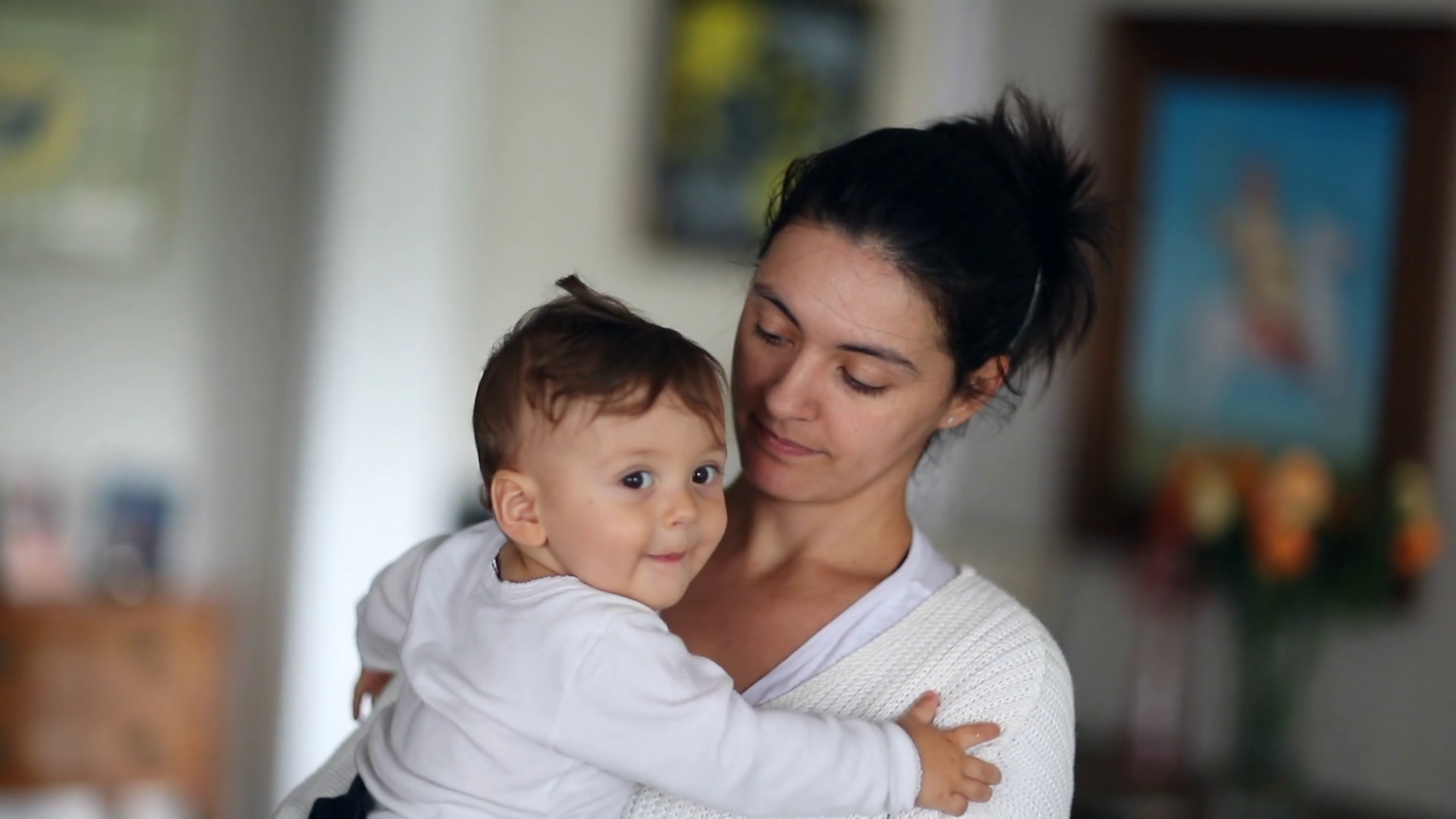Portrait Of Mother Baby Smiling To Camera Stock Footage SBV-348530595 ...
