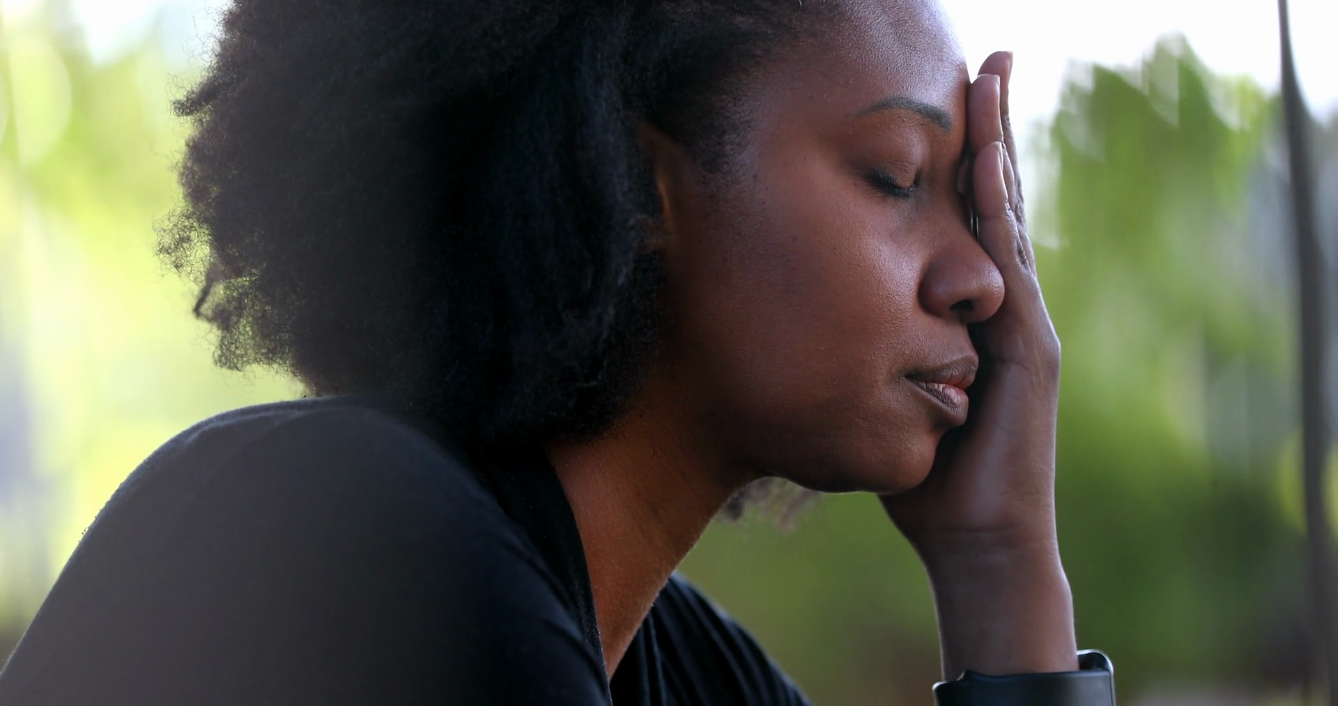 Preoccupied Black Woman Feeling Stress Stock Footage SBV-348492247 ...
