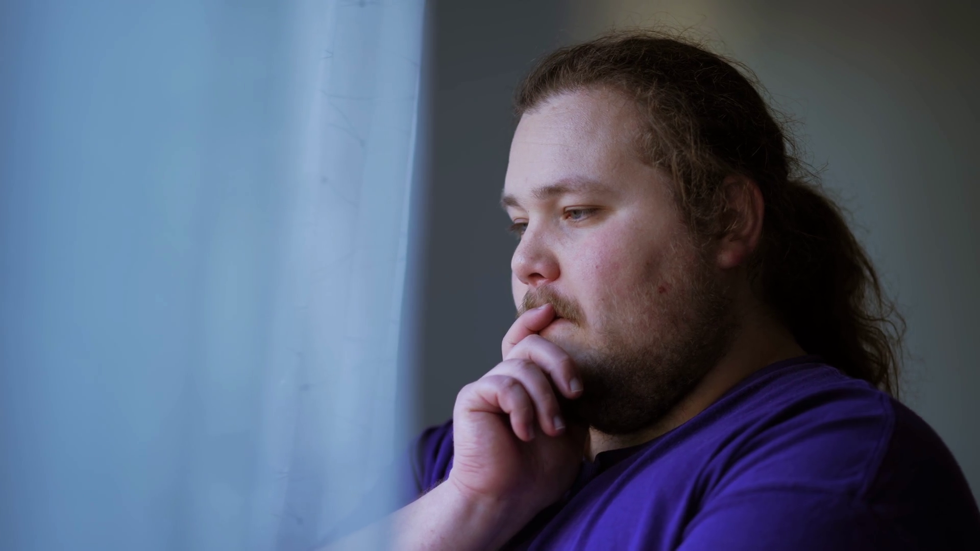 Preoccupied Person Standing Window Looking Stock Footage SBV-348670772 ...