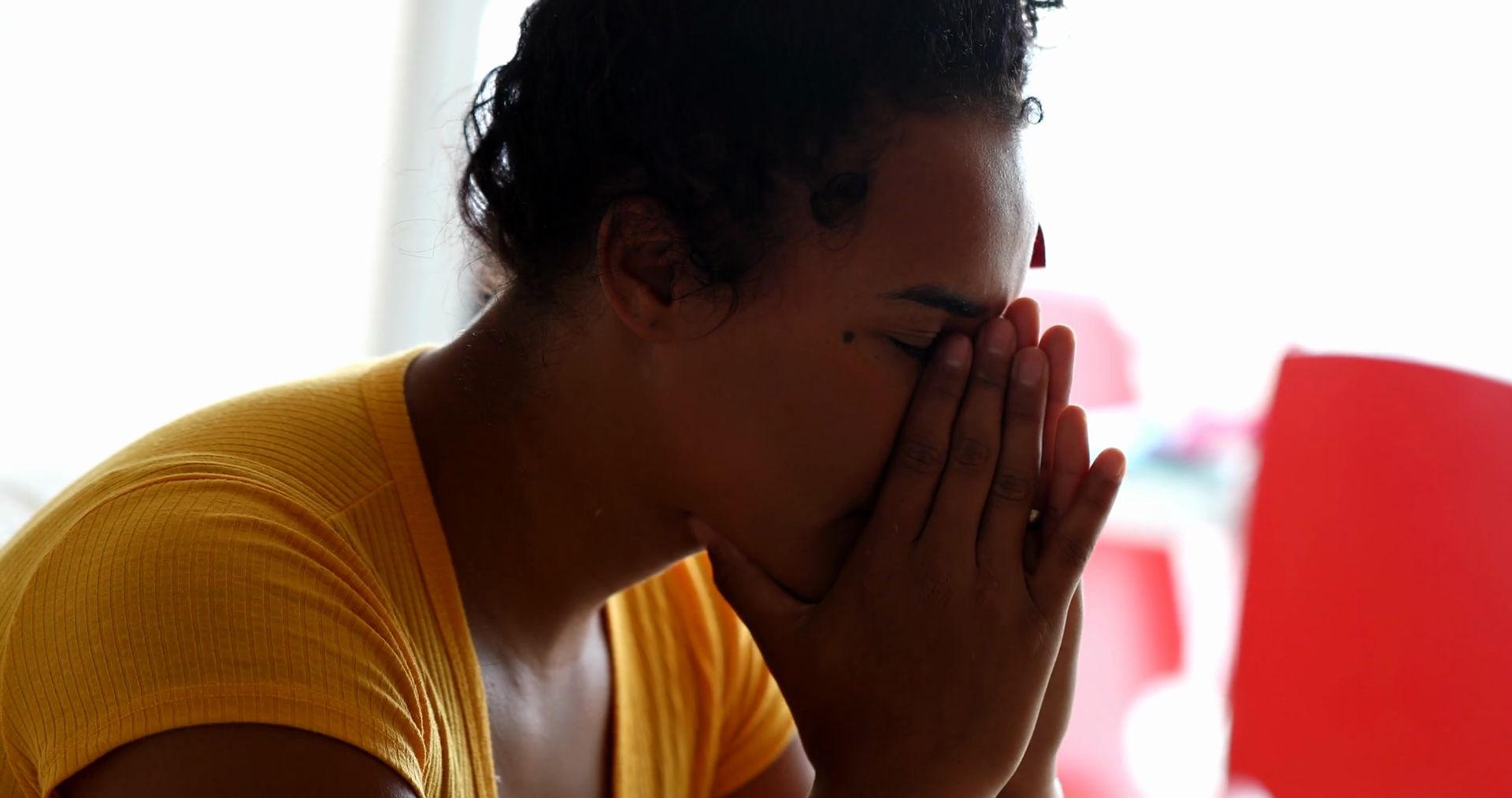 Preoccupied Young Black Woman Depressed Stock Footage SBV-348484500 ...