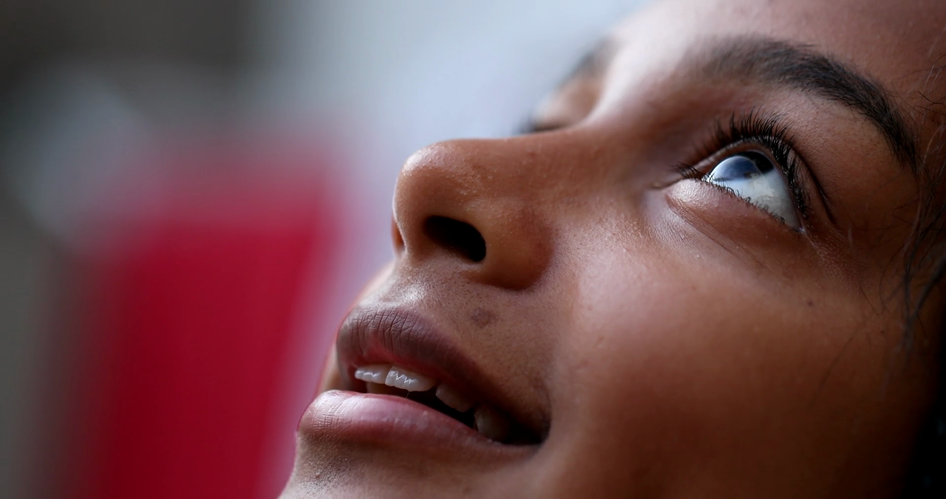 Hispanic Black Girl Eyes Looking Up At Sky Stock Footage SBV-348901901 ...
