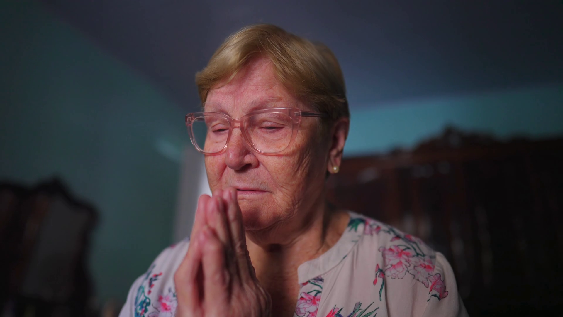 Religious Elderly Woman Praying To God At Stock Footage SBV-348660848 ...