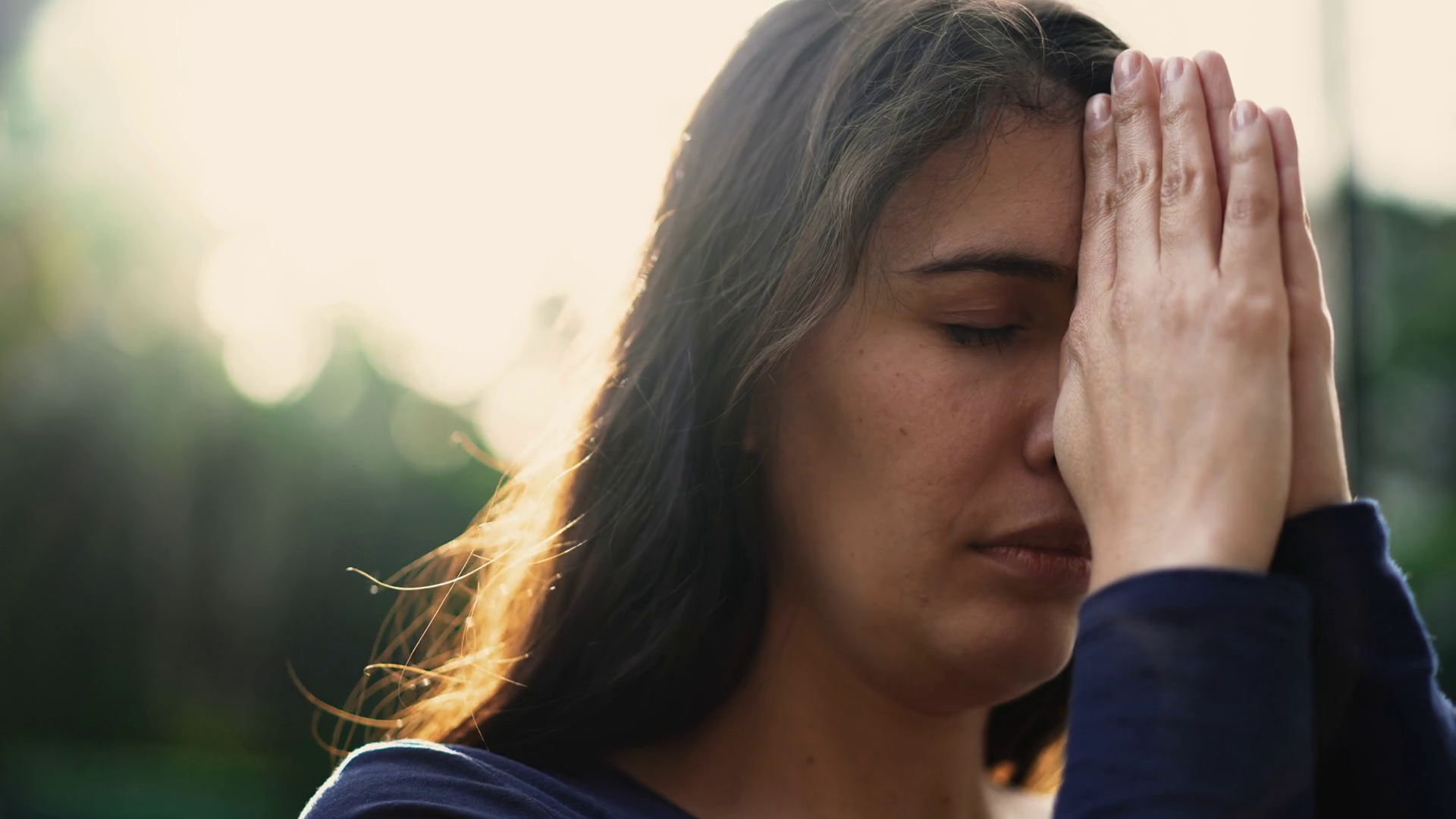 Religious Woman Praying Outside In Nature Stock Footage SBV-348860532 ...