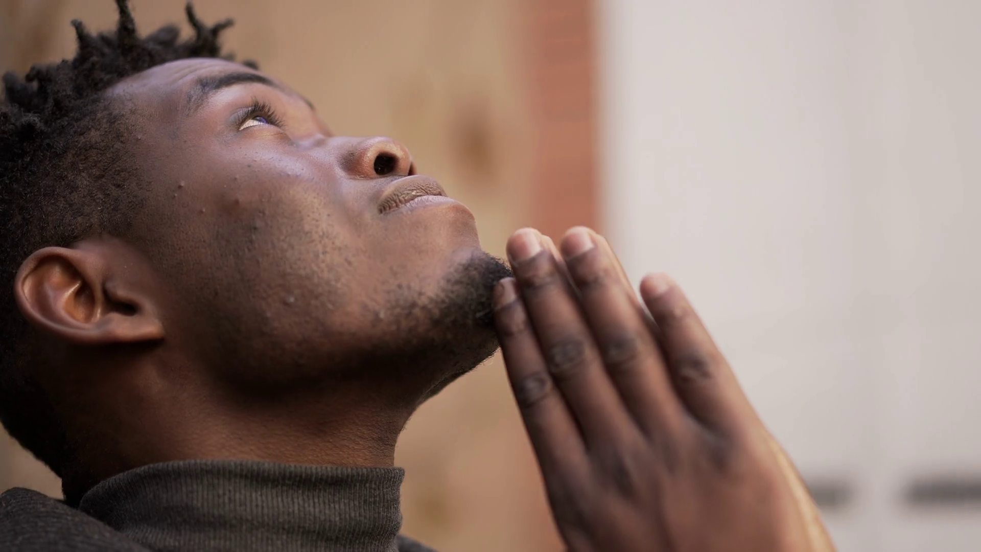 Religious Young Black Man Praying To God Stock Footage SBV-348682316 ...