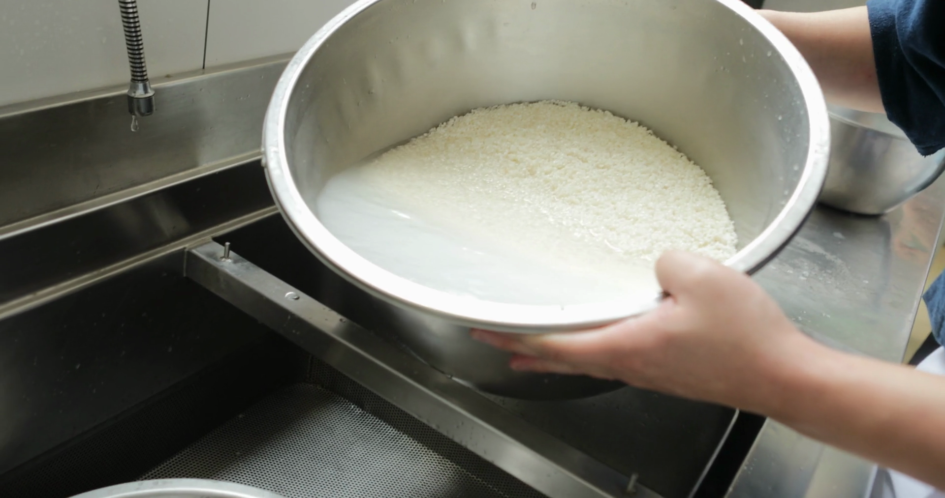 Removing Water From Rice Cooking Preparation Stock Footage SBV ...