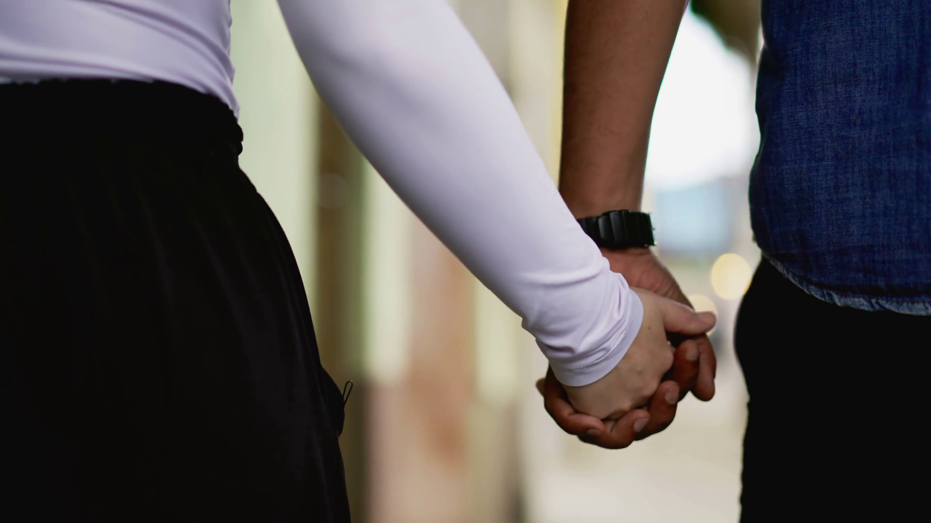 Romantic Couple Holding Hands Walking Stock Footage SBV-348500113 ...