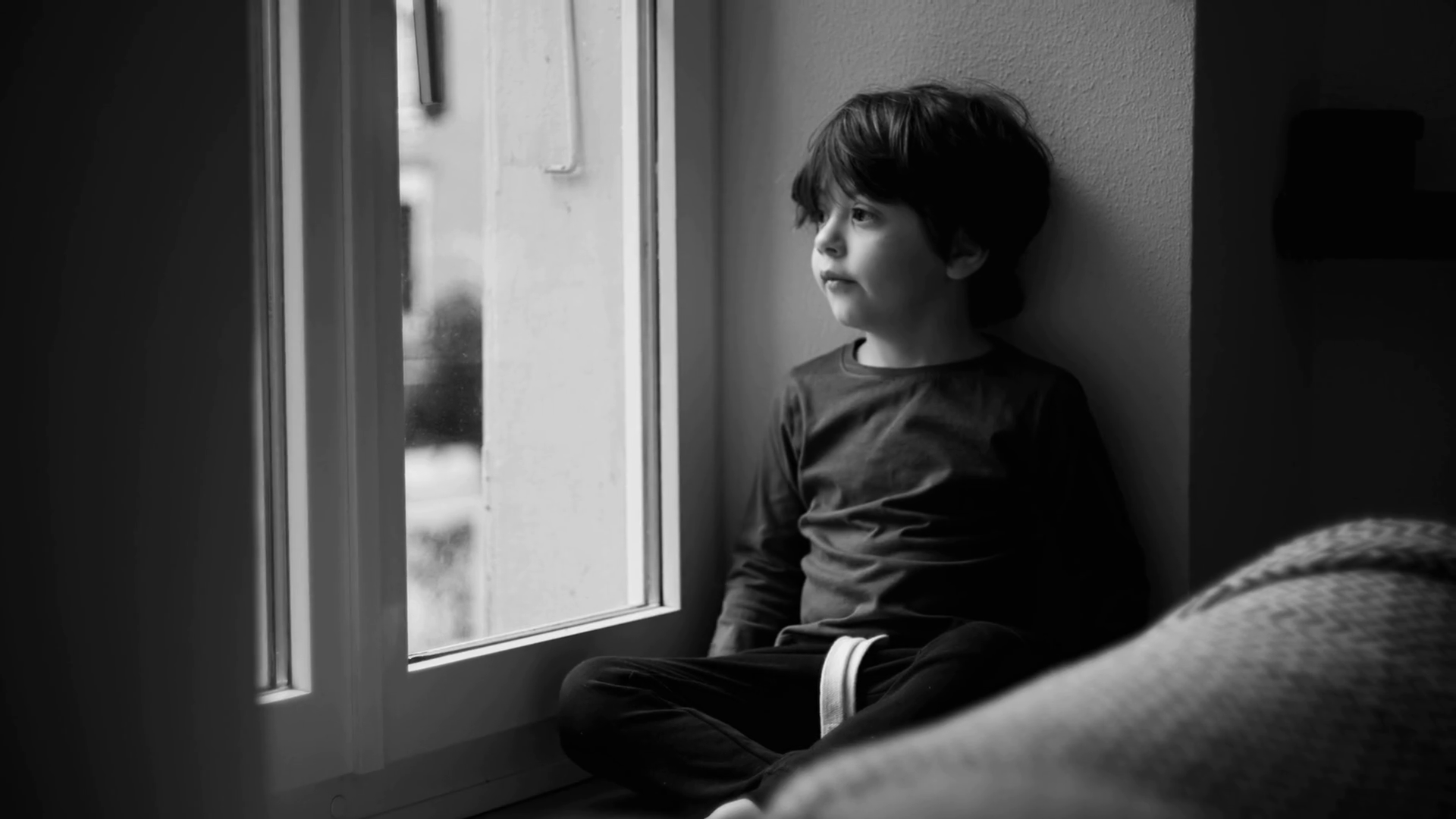 Sad Bored Child Sitting Window Looking Out Stock Footage SBV-348916362 ...