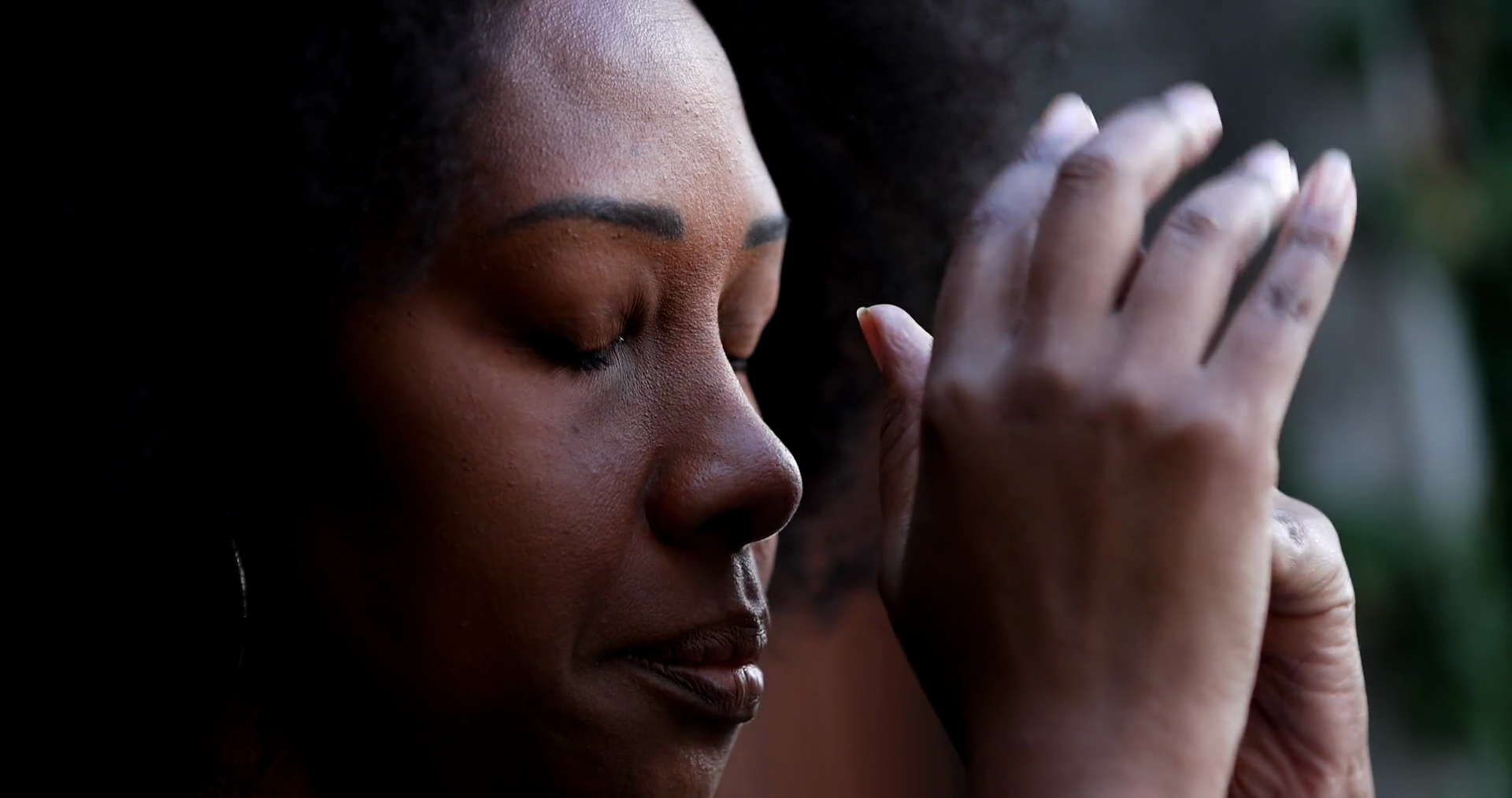 Sad Pensive Black Woman Close Up Face Stock Footage SBV-348495263 ...