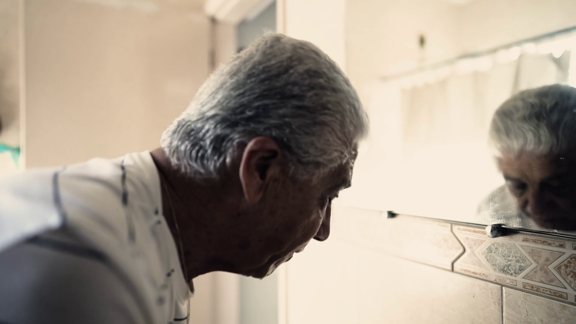 Self-reflection: Senior Man's Gaze Fixated Stock Footage SBV-348398036 ...