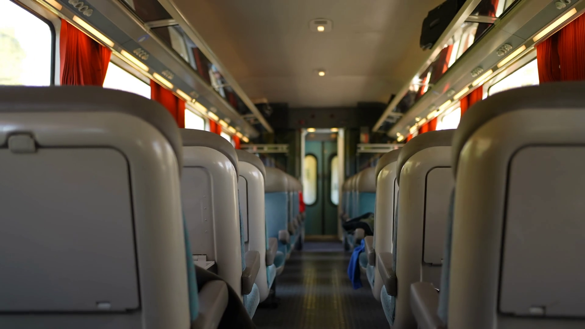 Train Corridor Interior In Motion Walking Stock Footage SBV-348735158 ...