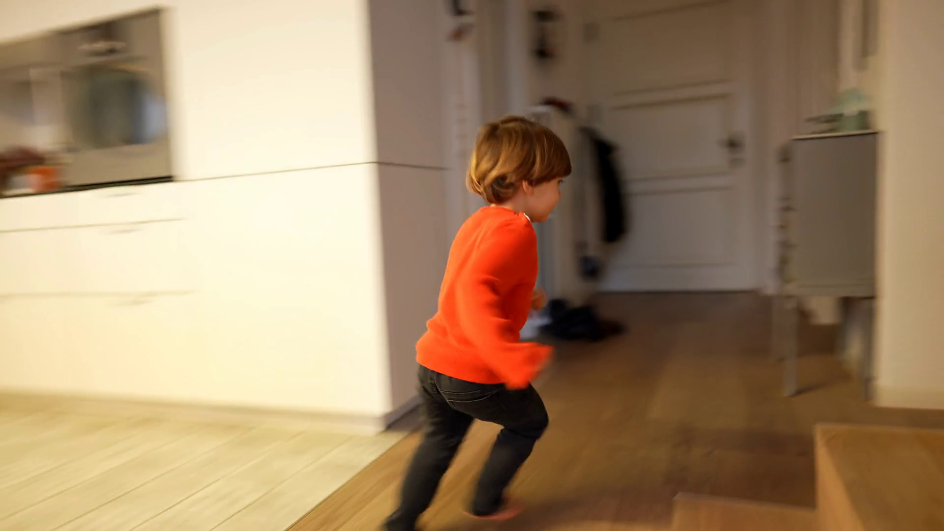 Small Boy Running At Living Room Home Active Stock Footage SBV ...