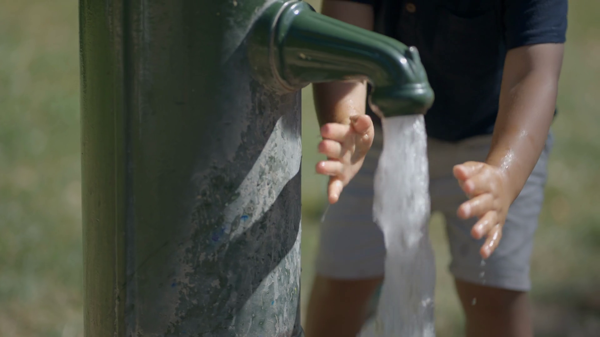 Small Boy Washing Hands Outside Using Public Stock Footage SBV ...