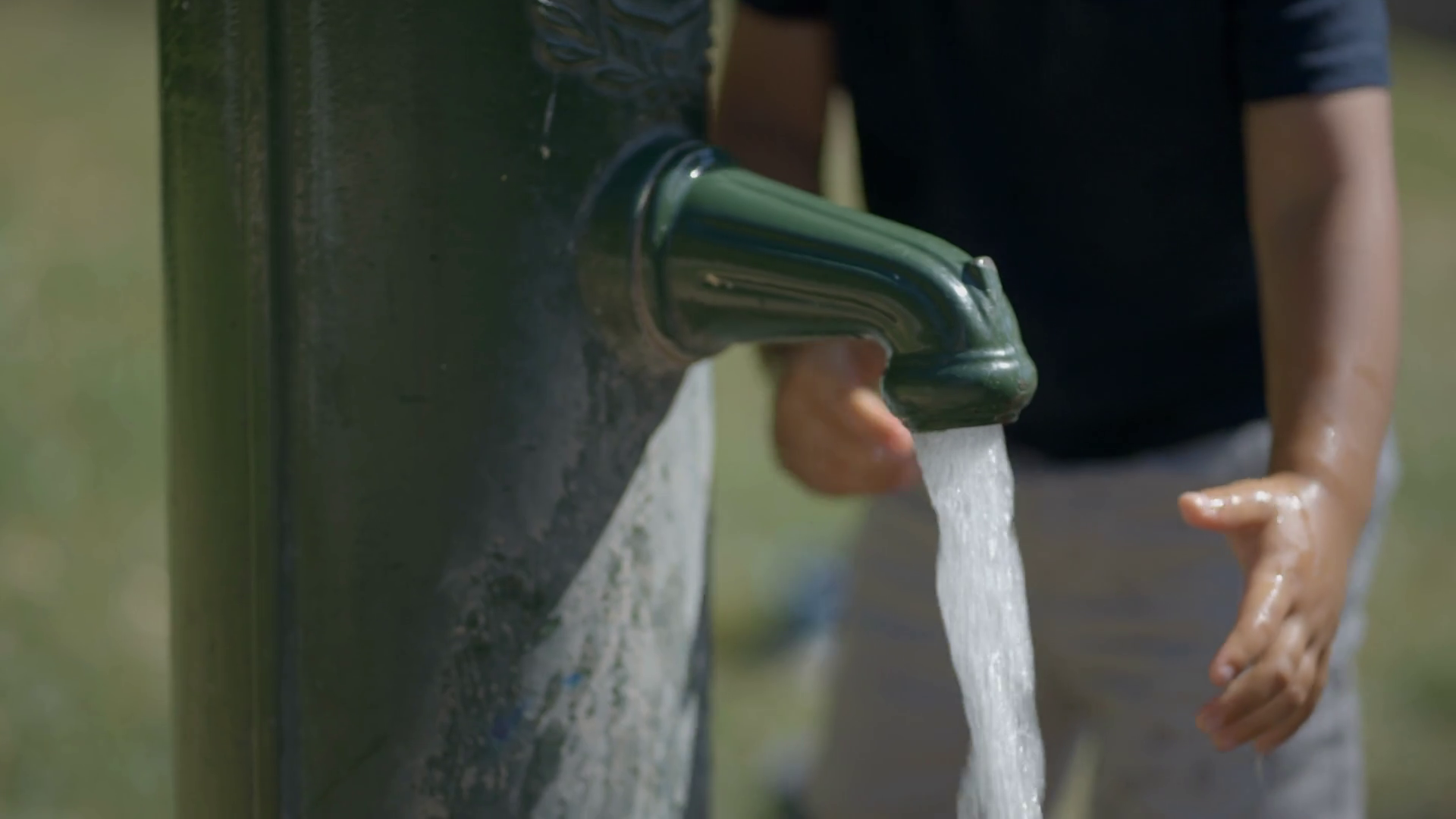 Small Boy Washing Hands Outside Using Public Stock Footage SBV ...