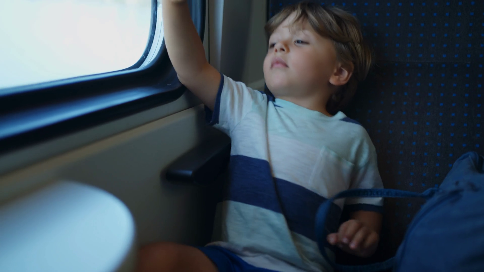 Small Child Leaning On Train Window Staring Stock Footage SBV-348899571 ...