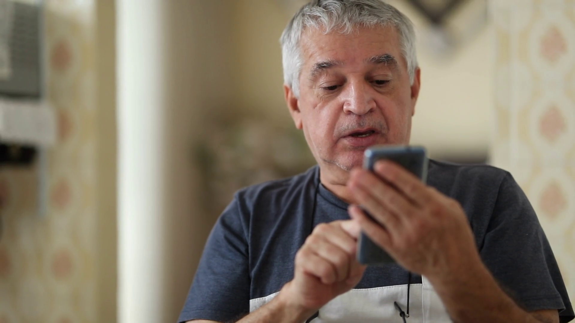 Smiling Happy Senior Using Cellphone Device Stock Footage SBV-348713422 ...