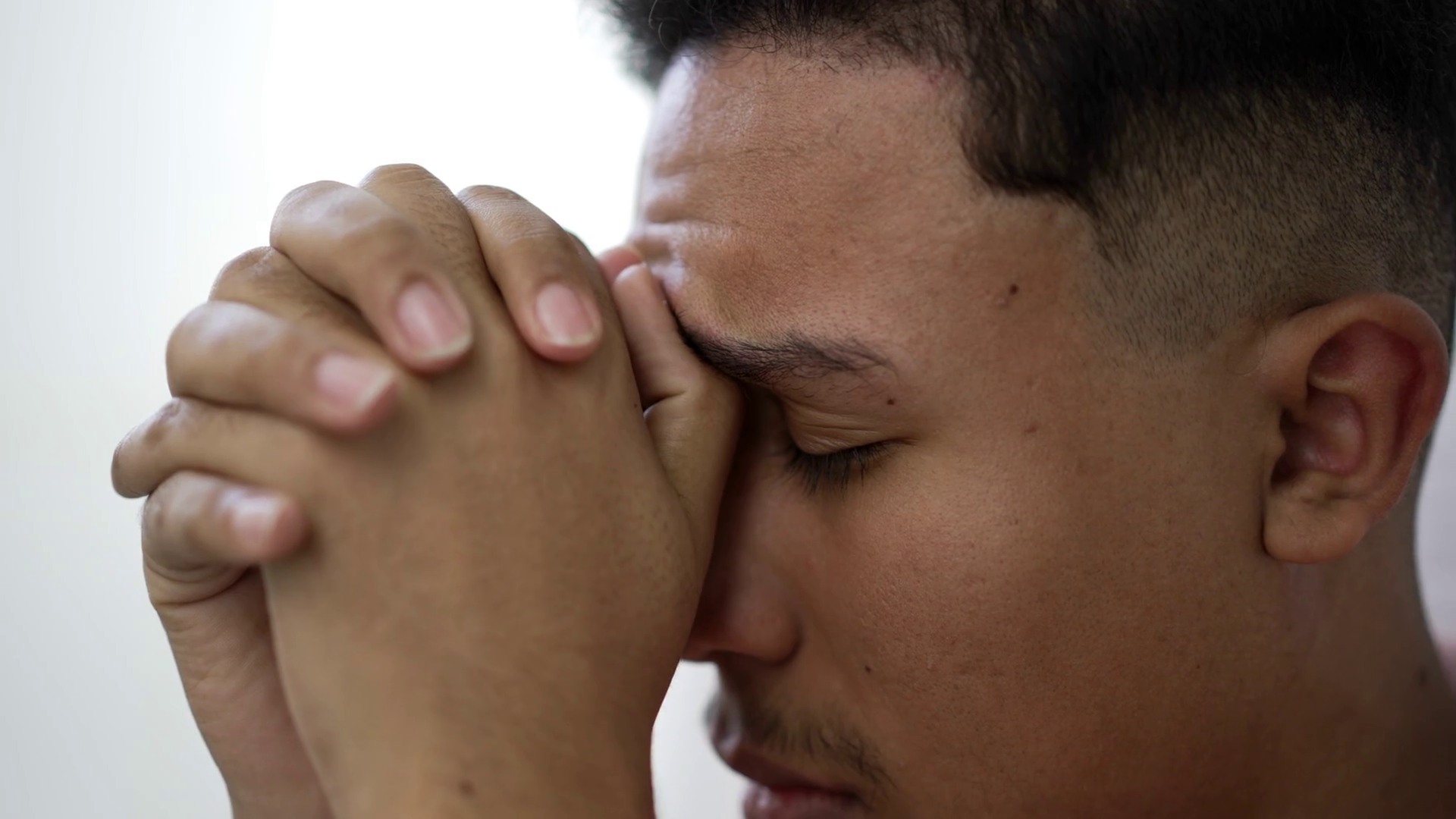 Spiritual Hispanic Man In Prayer Turning Stock Footage SBV-348765622 ...