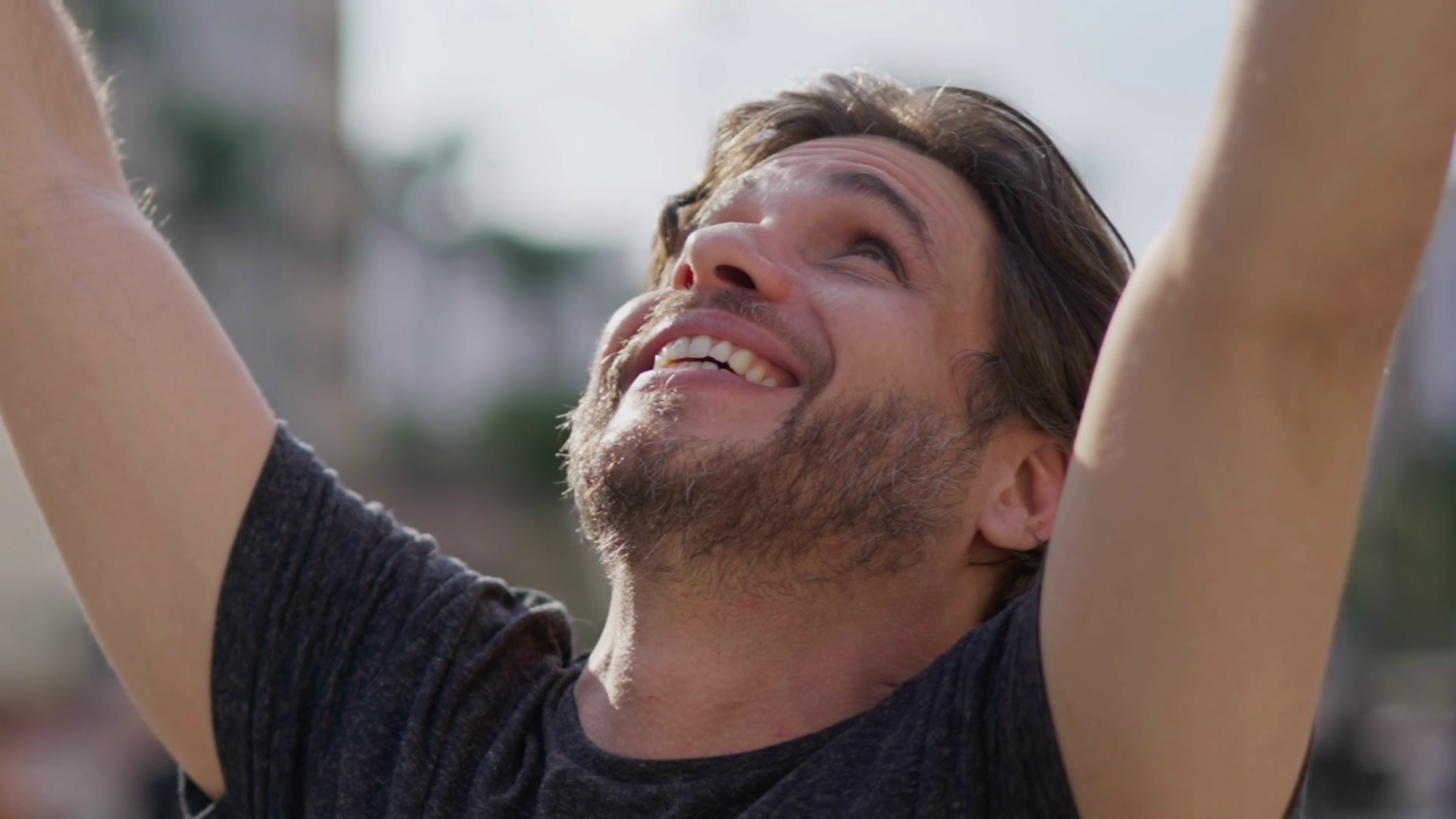 Spiritual Man Thanking God Raising Arms To Stock Footage SBV-348476518 ...