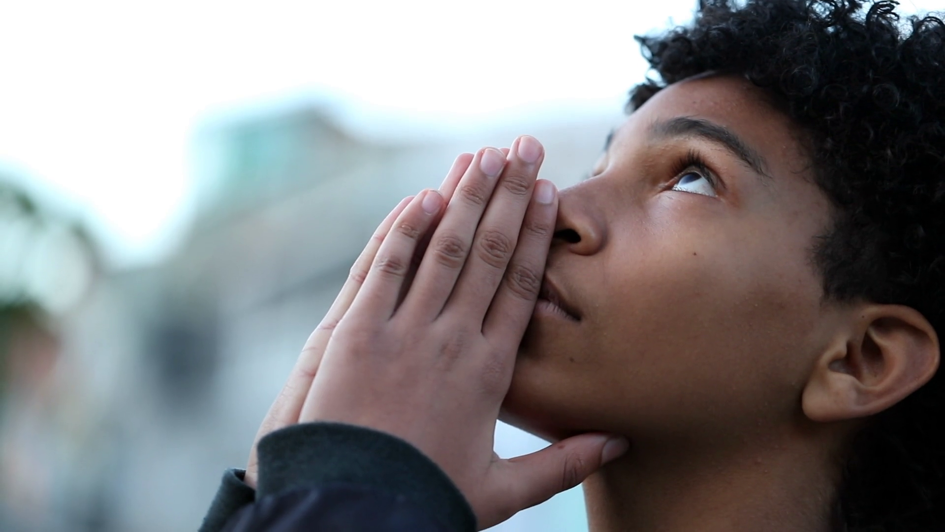 Religious Young Boy Praying To God Side View Stock Footage SBV ...