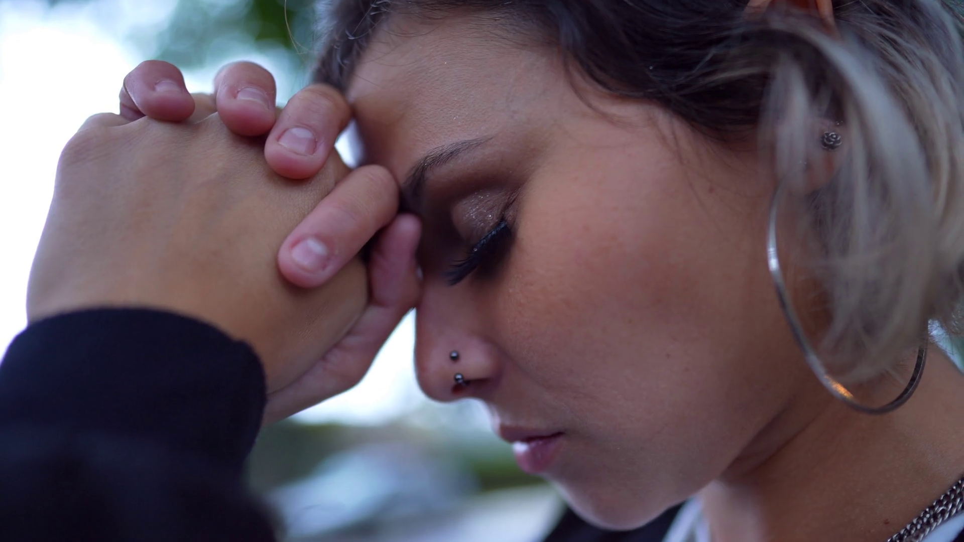 Spiritual Young Woman Worshiping God Looking Stock Footage SBV ...