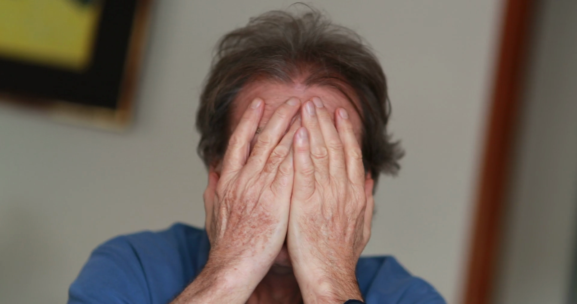 Stressed Older Man Covering Face With Hands Stock Footage SBV-348548821 ...
