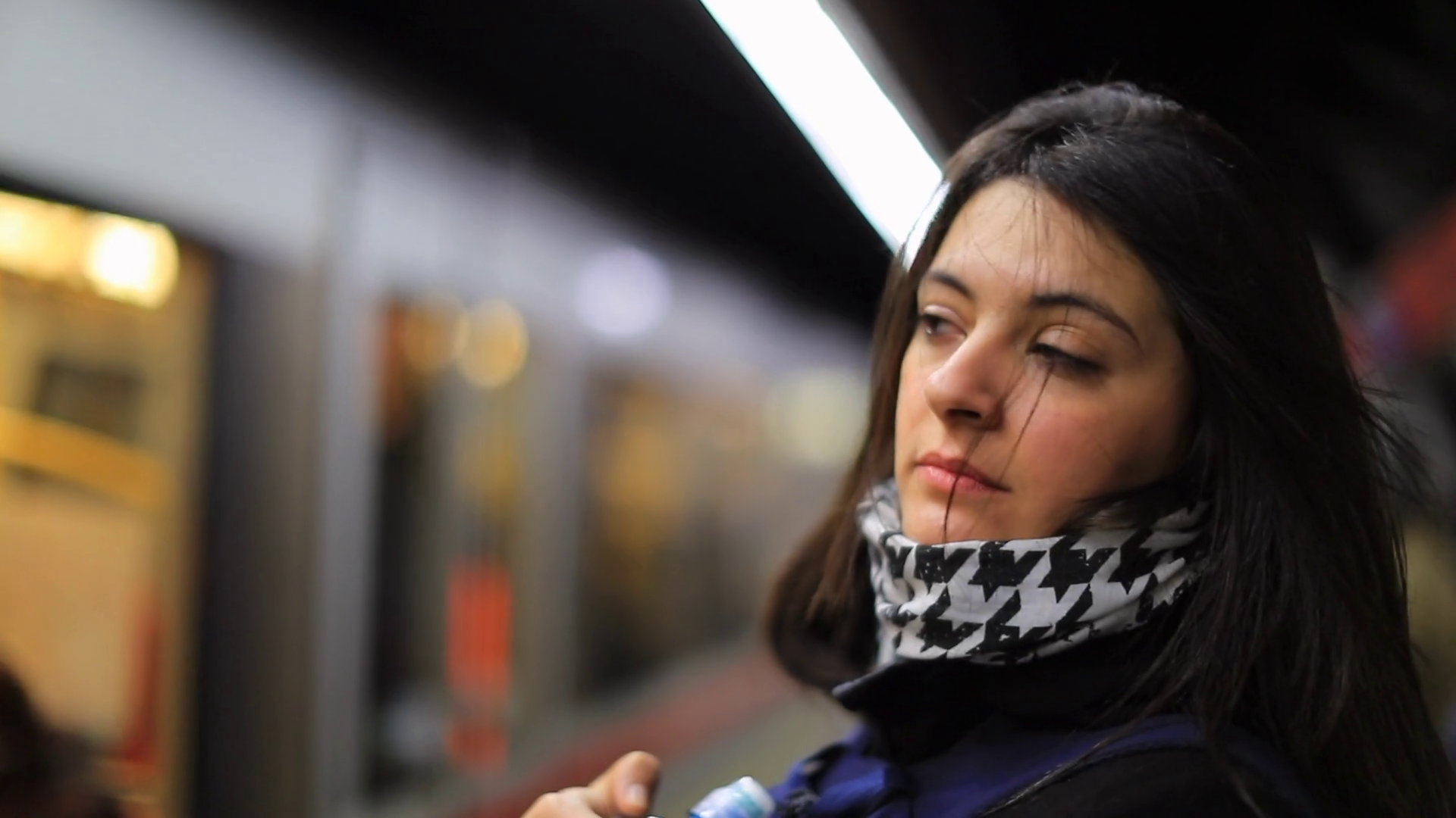 Subway Metro Arriving On Platform Woman Stock Footage SBV-348545741 ...