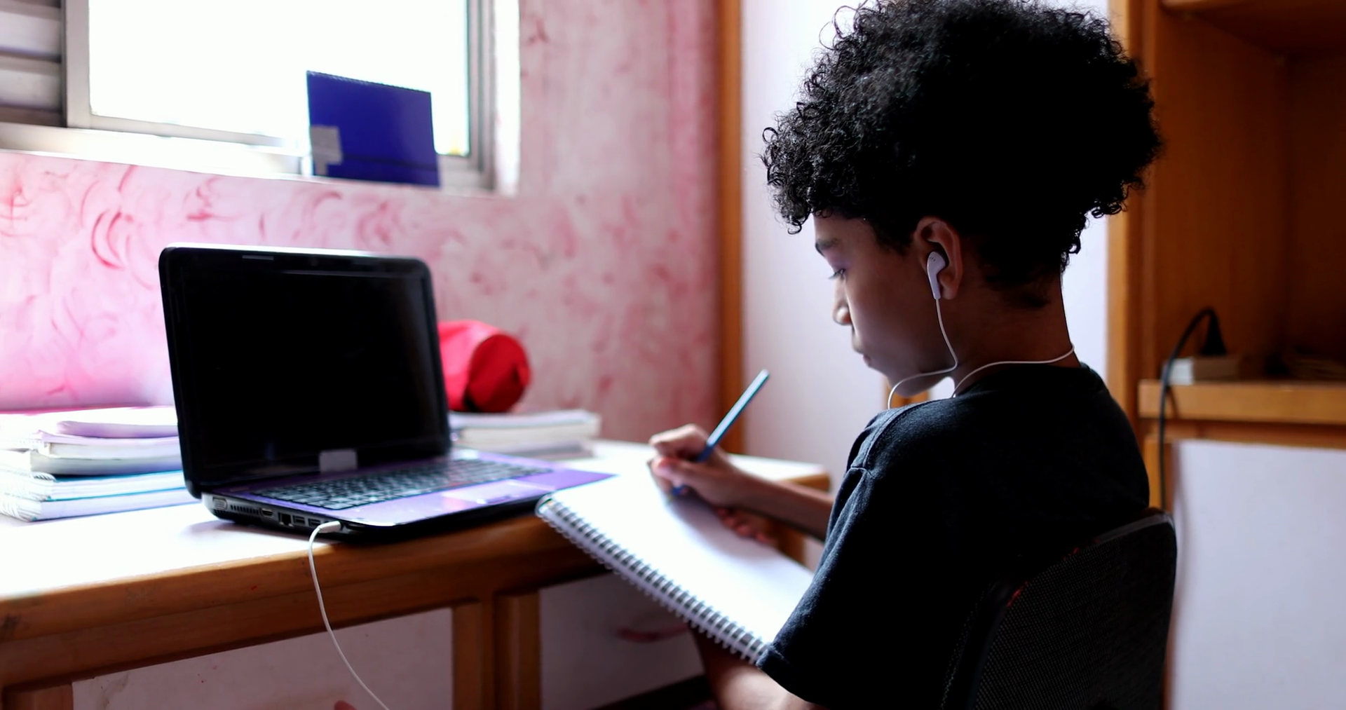 Teen Boy Studying At Home In Front Of Laptop Stock Footage SBV ...