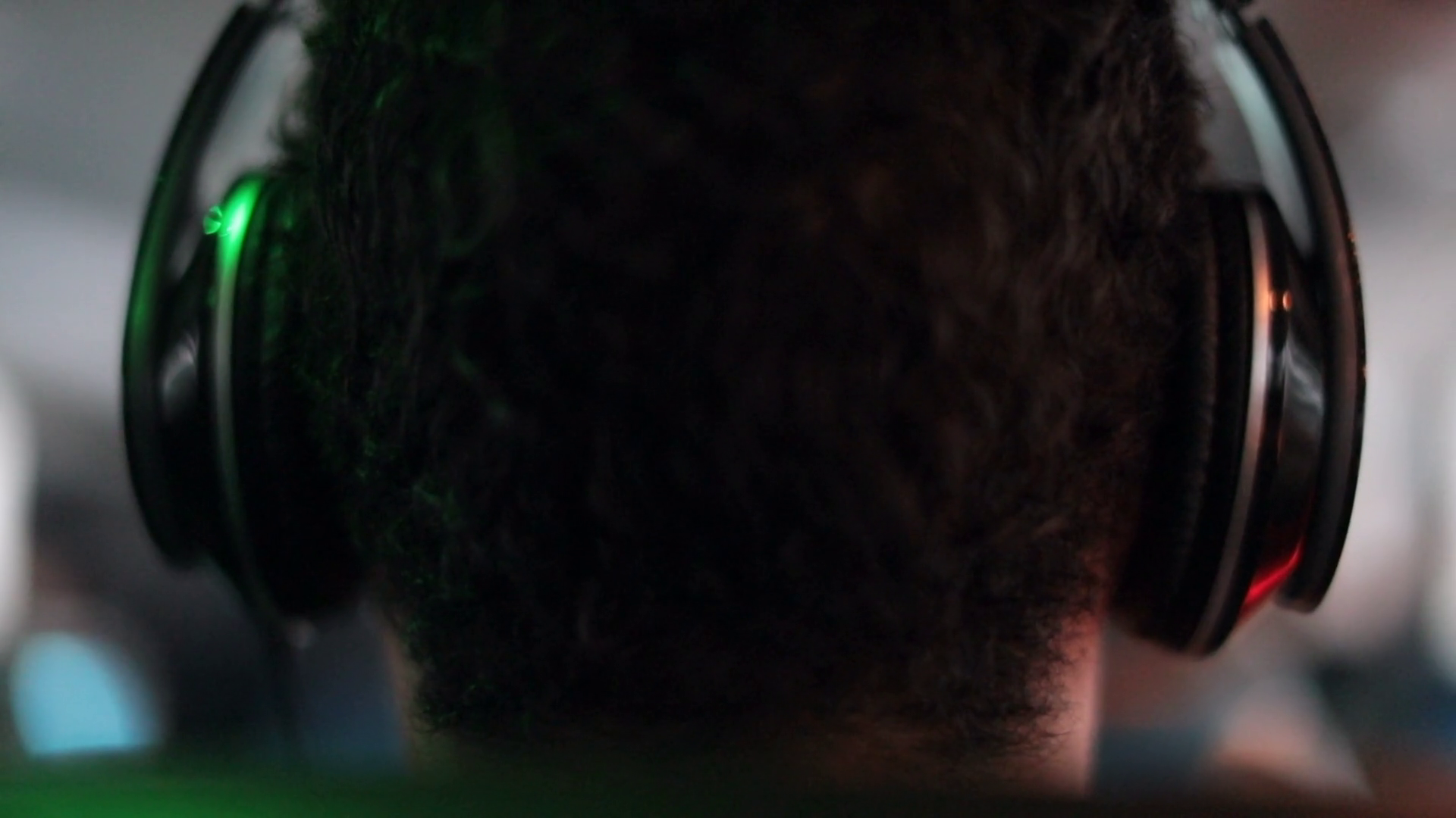The Back Of Person Head Wearing Headphones Stock Footage SBV-348548379 ...