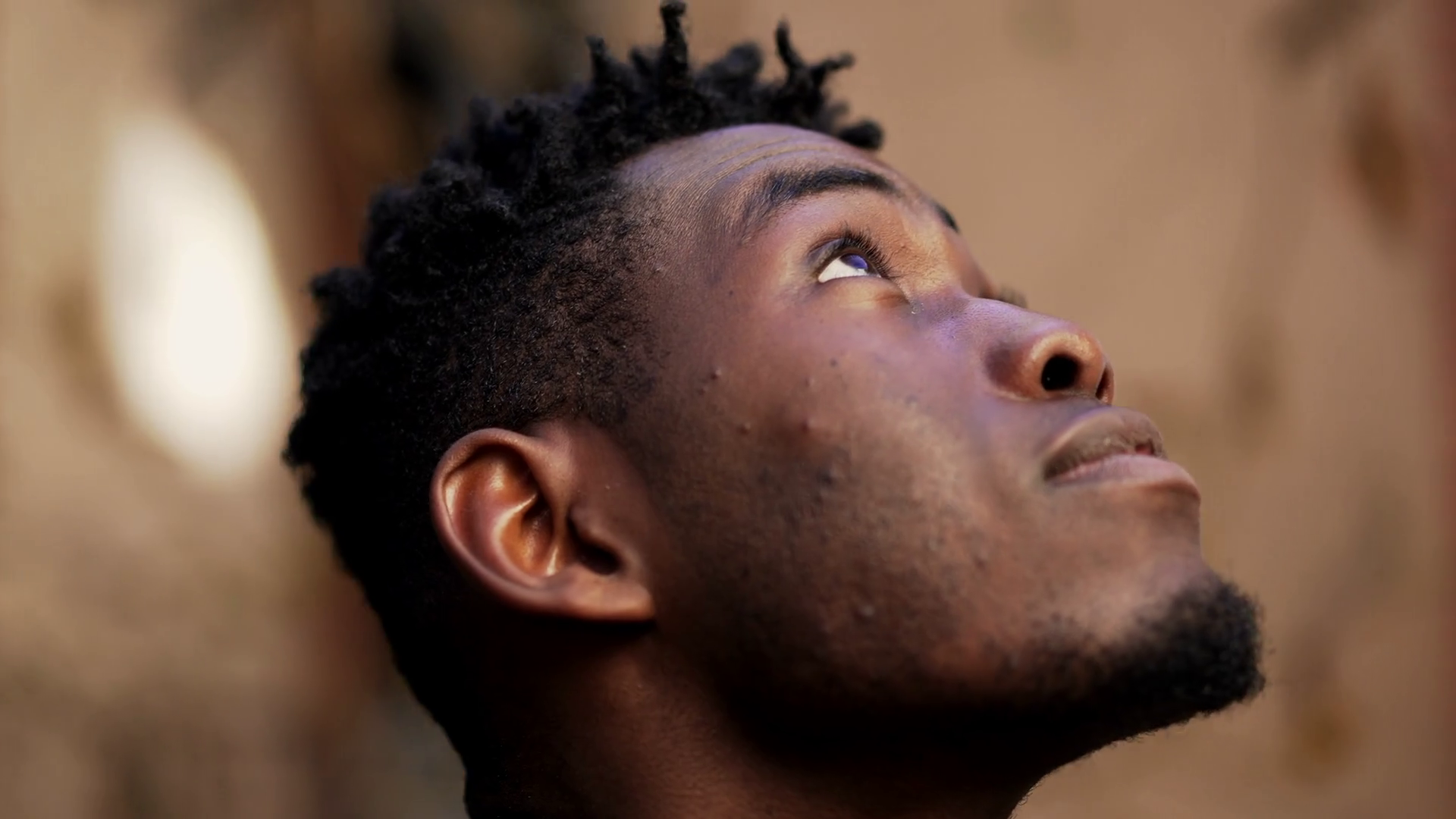 Thoughtful Black African Man Looking Up At Stock Footage SBV-348682537 ...