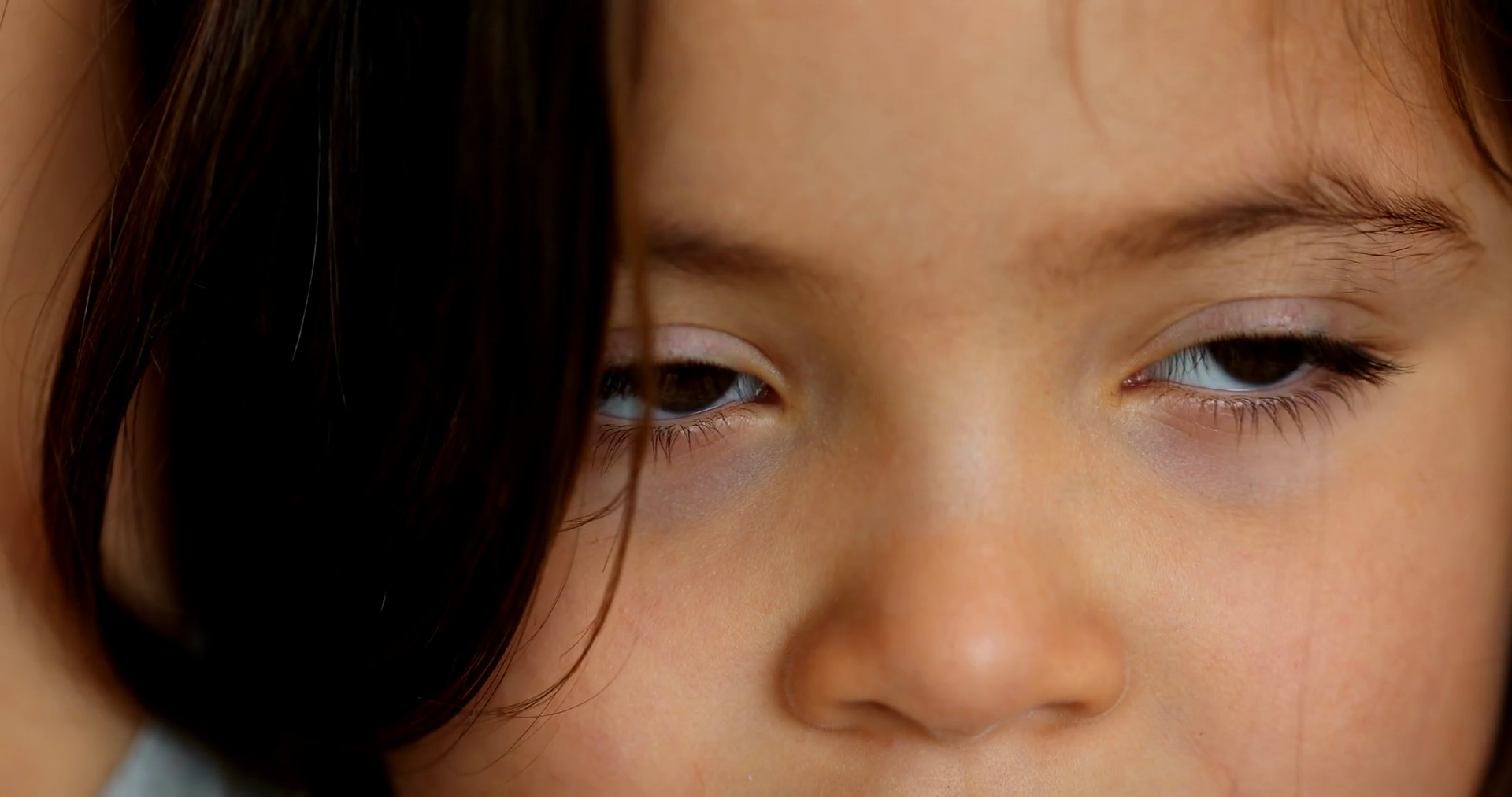 Thoughtful Little Girl Macro Close Up Face Stock Footage SBV-348827326 ...