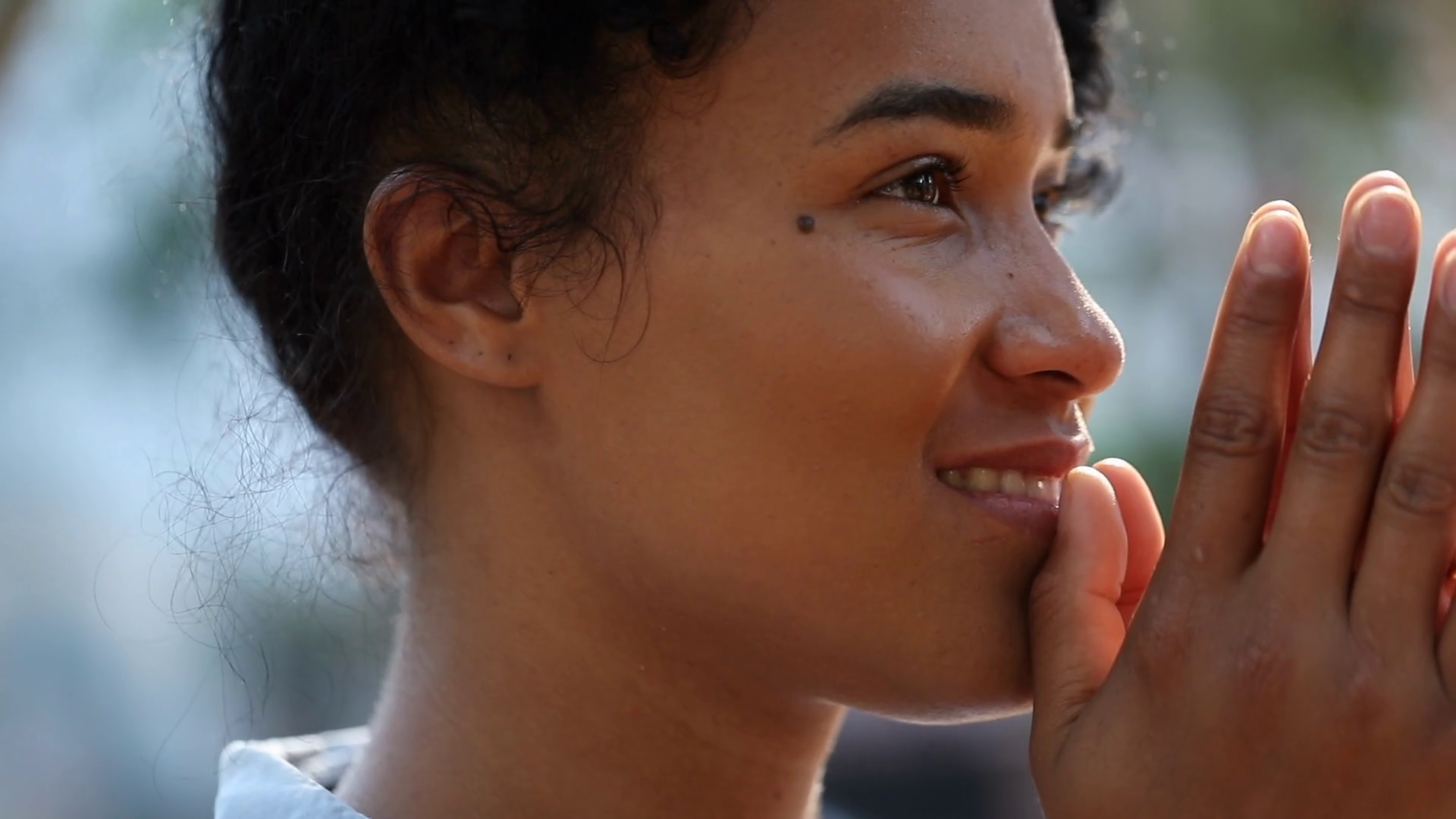 Thoughtful Pensive Black Woman Praying Stock Footage SBV-348476575 ...