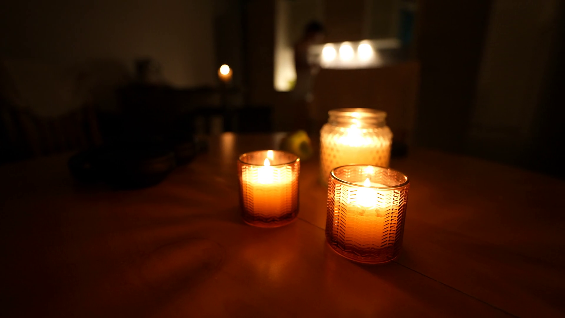 Three Romantic Candles At Night Stock Footage SBV-348705367 - Storyblocks