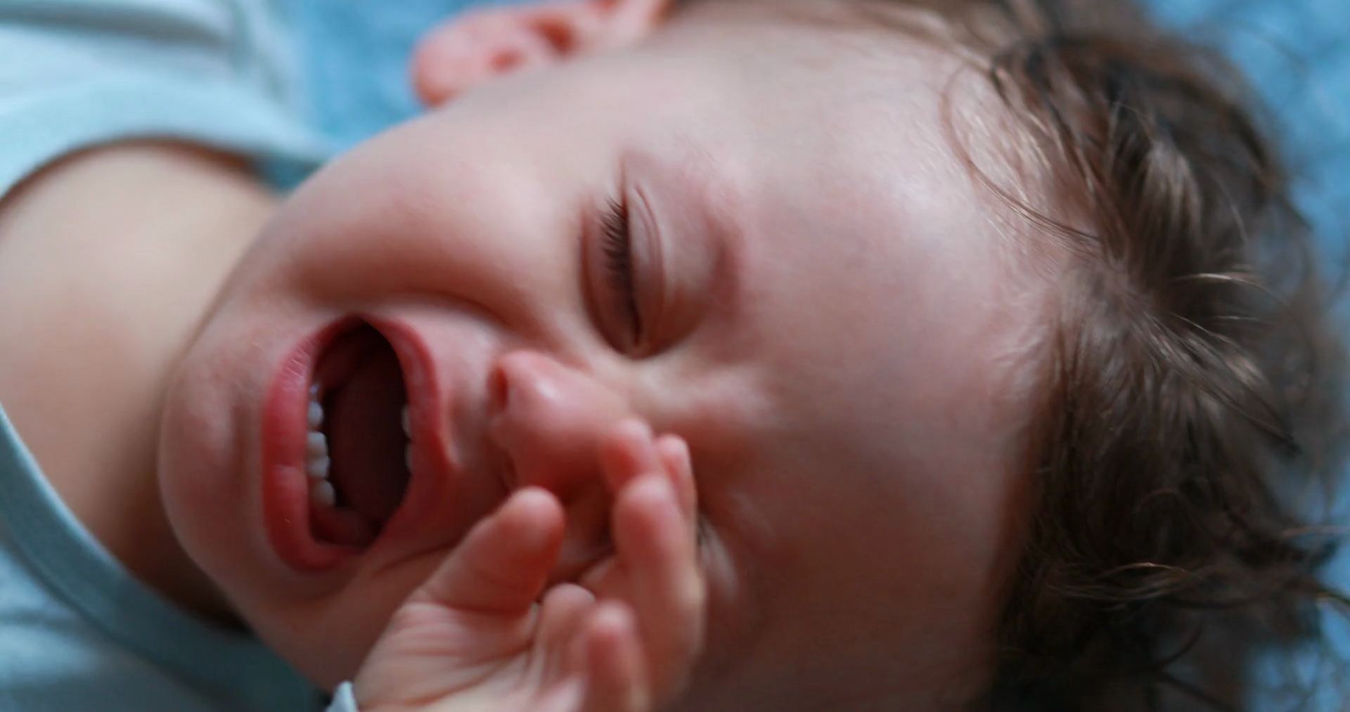 Tired Baby Rubbing Eye Face With Hands Stock Footage SBV-348546429 ...