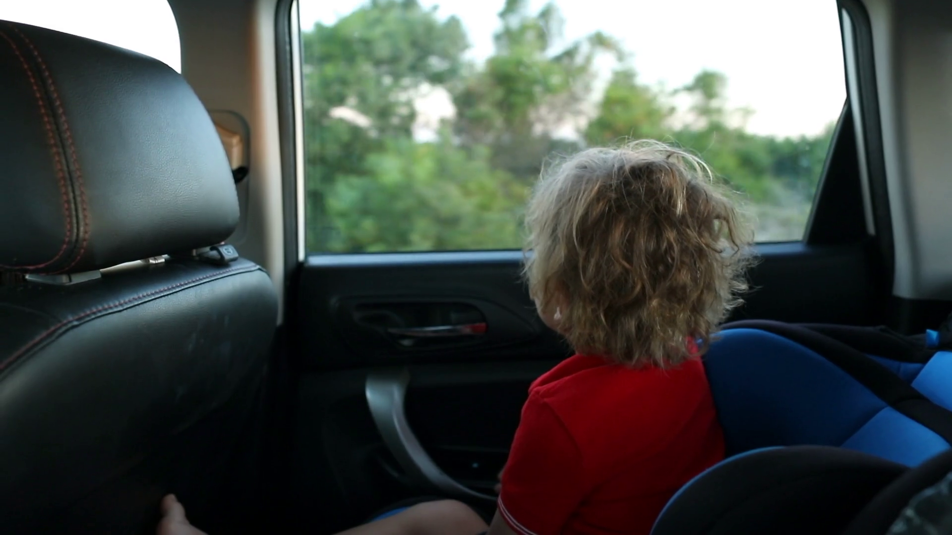 Toddler Boy In Back Seat Of Car Looking Stock Footage SBV-352395409 ...