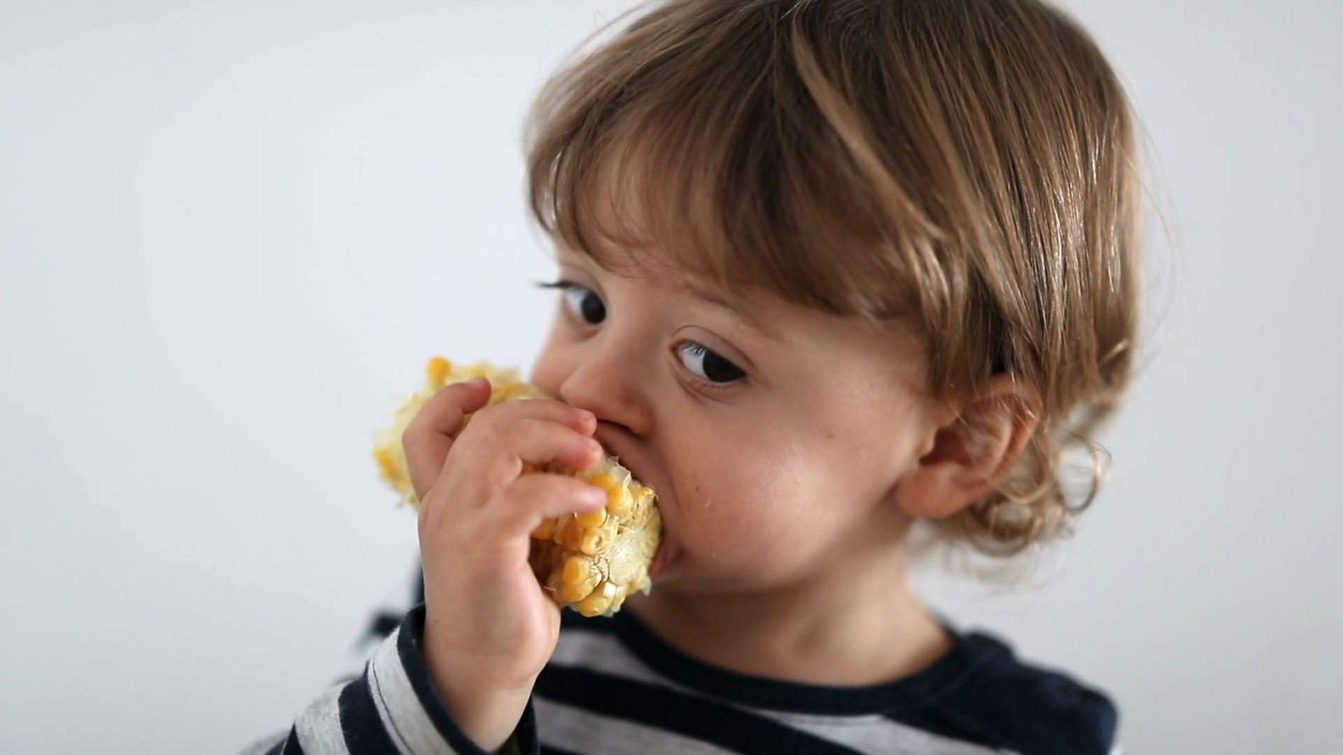 Toddler Eating Corn Cob Year Old Baby Child Stock Footage SBV-348784207 ...