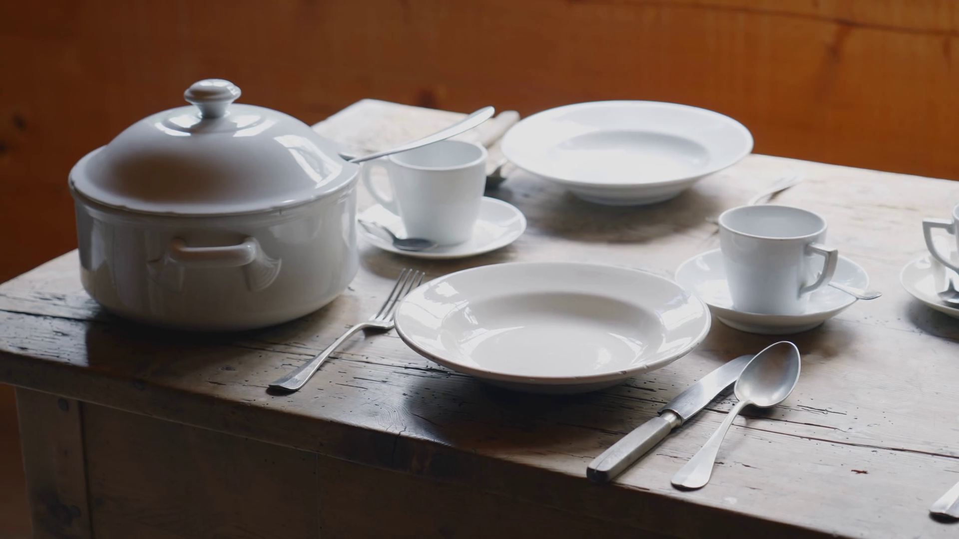 Traditional White Plates Utensils Tea Cups Stock Footage SBV-348938231 ...